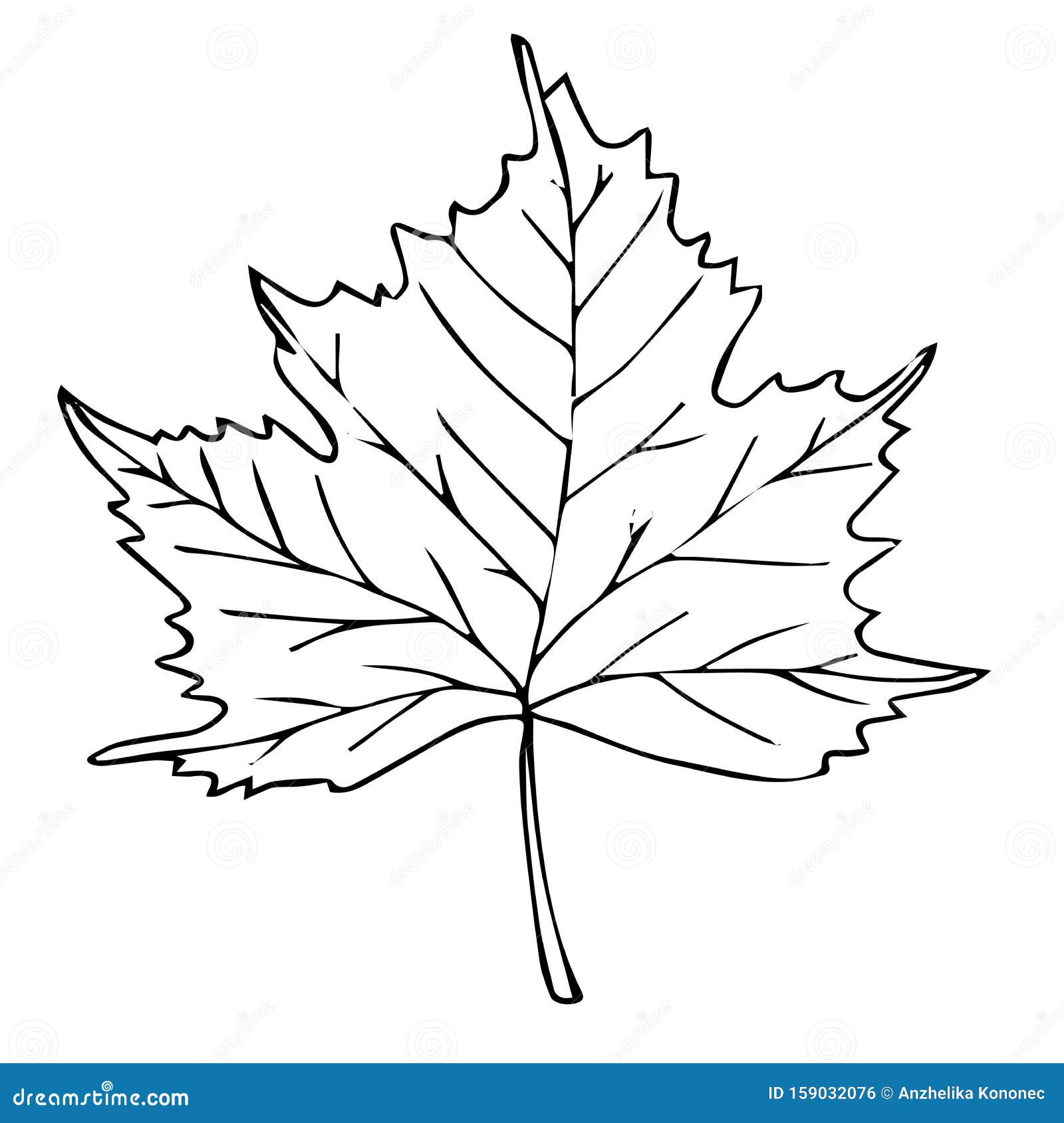 Tree Leaf Black Line Isolated Sketch Stock Illustration - Illustration ...