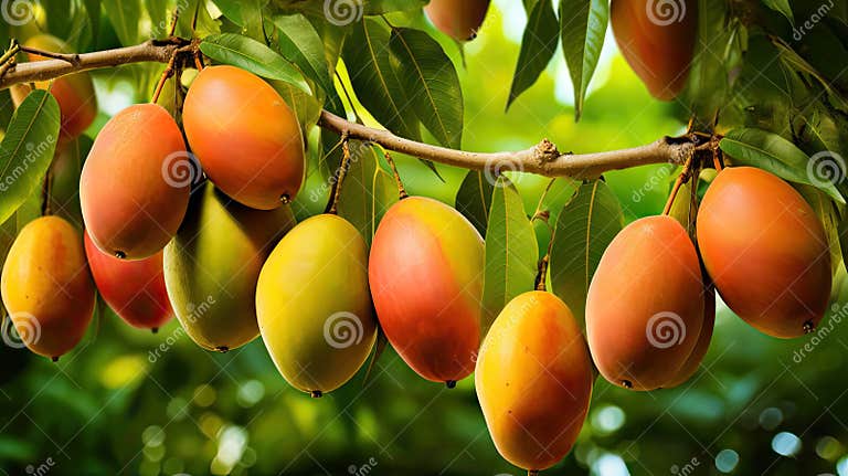Tree leaf mango fruit stock illustration. Illustration of fresh - 313767974