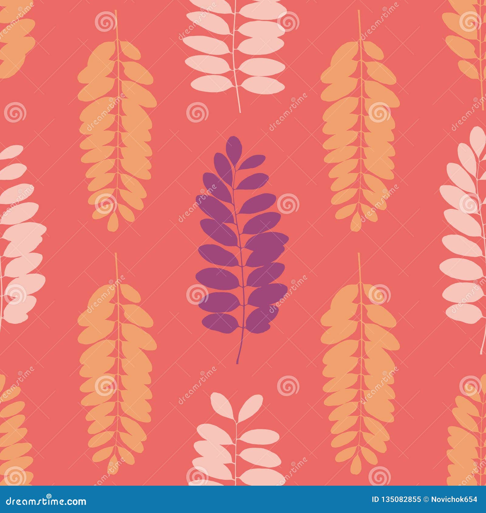 Tree Leaf Silhouettes Seamless Pattern. Stock Vector - Illustration of ...