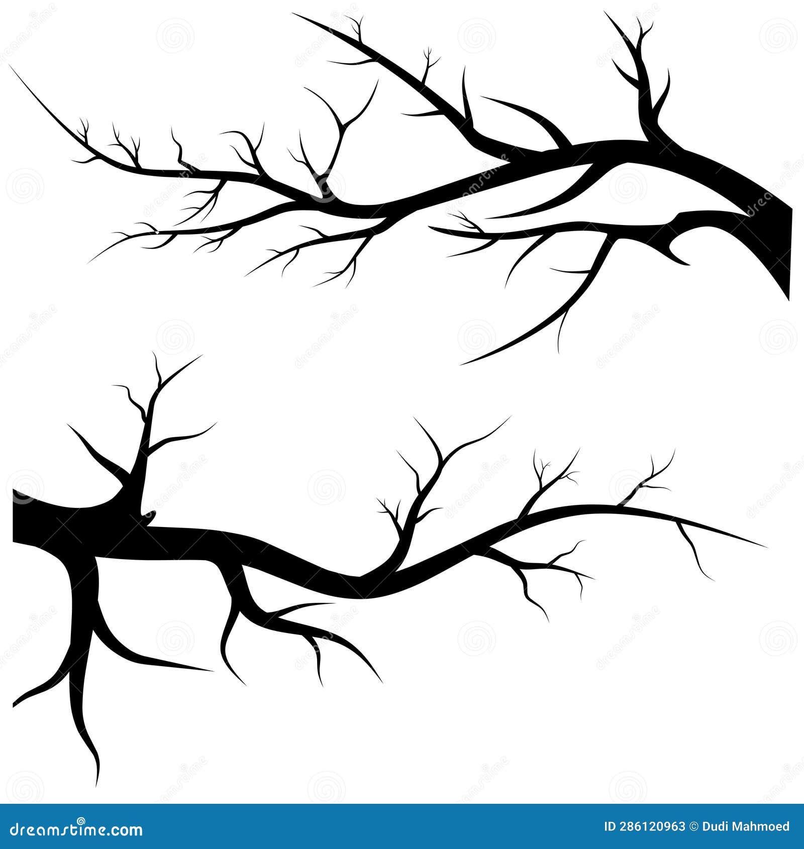 Tree Leafless Side View Silhouette Isolated - Green - Vector ...