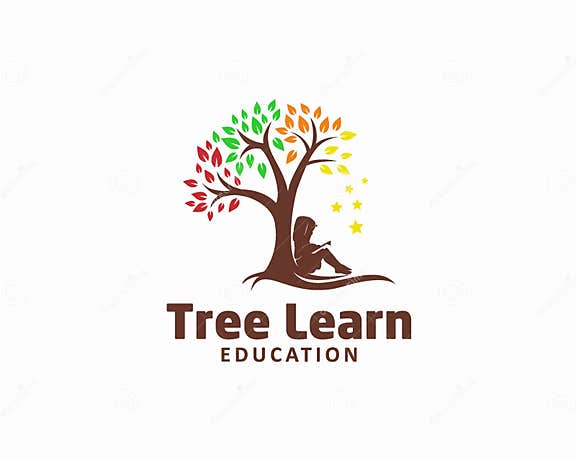 Tree Learn or Education Logo Design Concept Stock Vector - Illustration ...