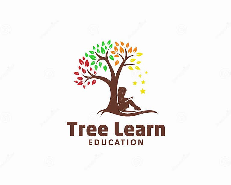 Tree Learn or Education Logo Design Concept Stock Vector - Illustration ...