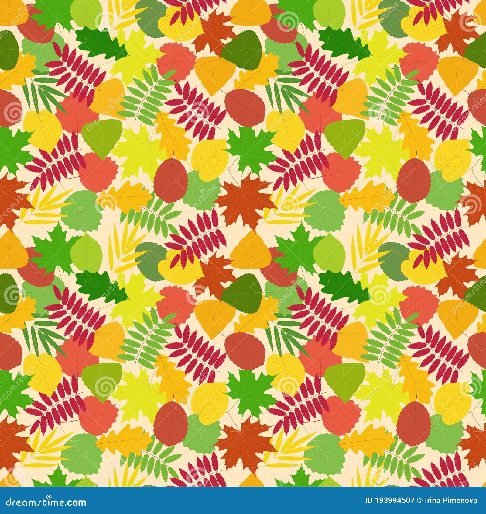 Tree Leave. Seamless Vector Pattern Stock Vector - Illustration of ...