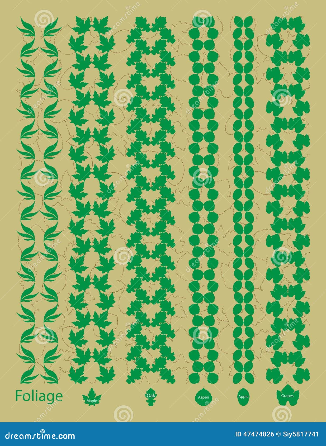 Tree Leaves, Connected To the Chain Stock Vector - Illustration of ...