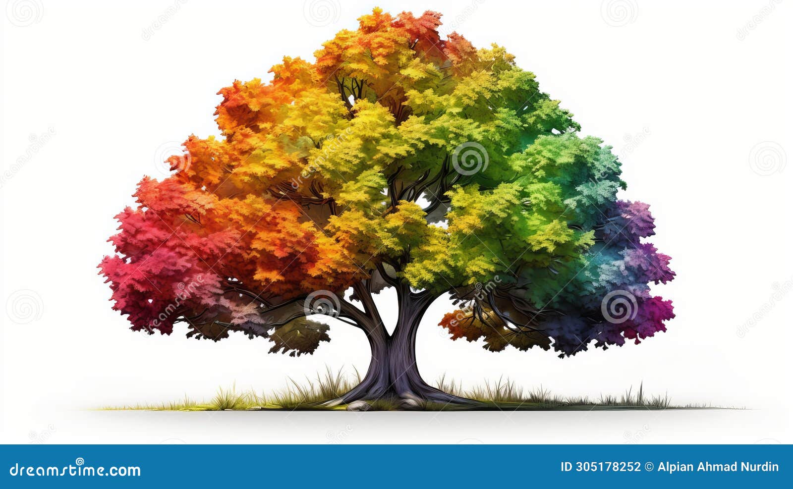 A Tree with Leaves of Every Imaginable Color, Generative AI Stock ...