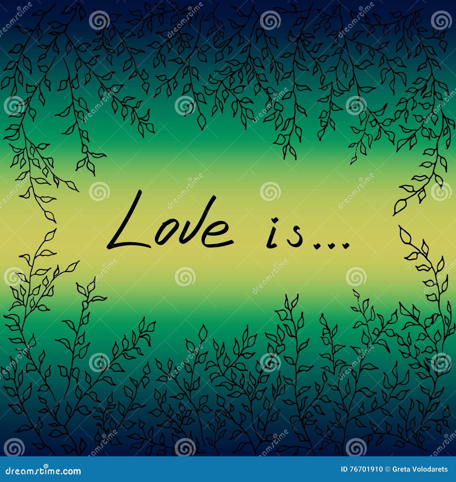 Tree Leaves Frame Love is Vector Illustration Stock Vector ...