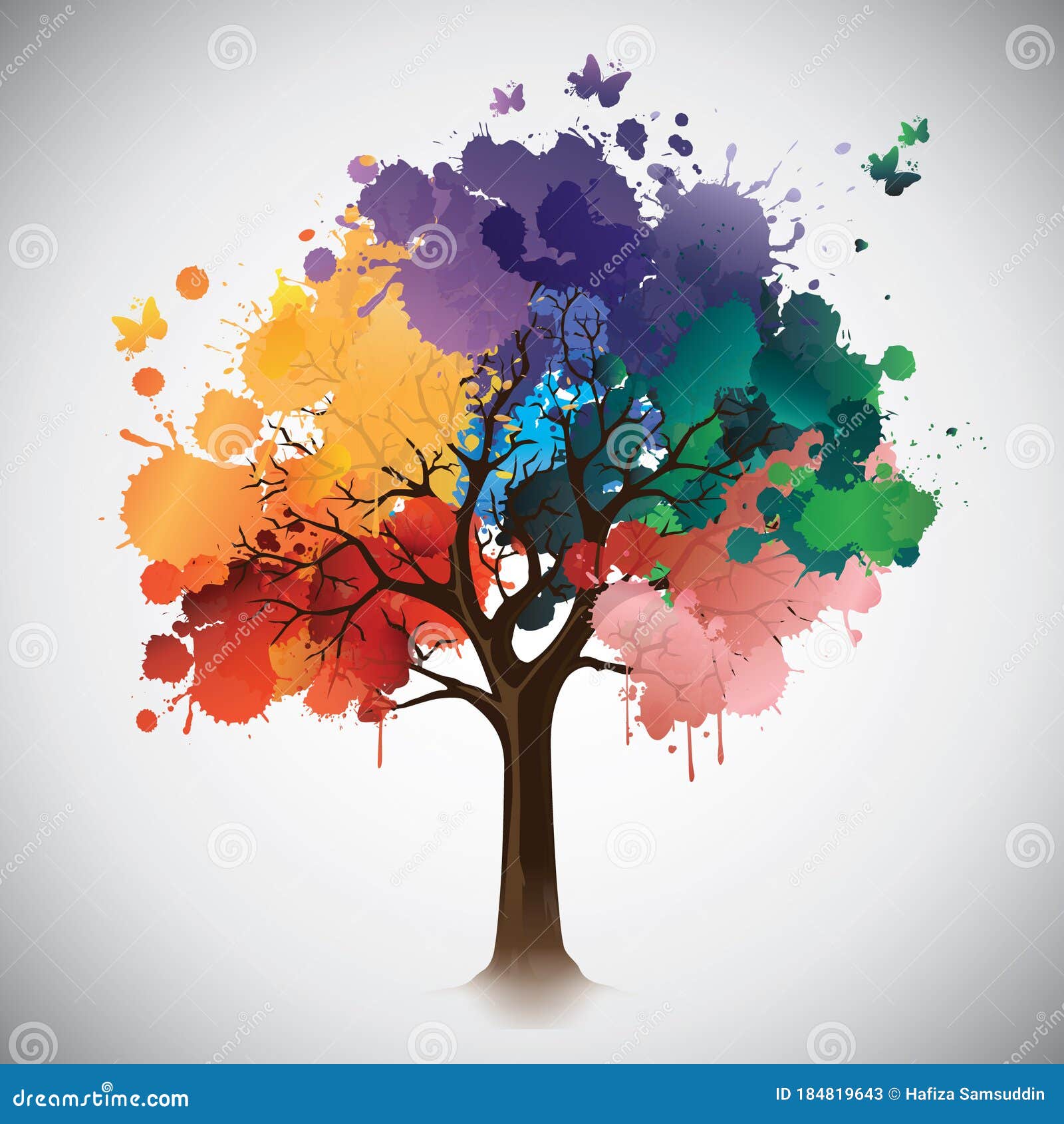 Tree Leaves Made Out of Paint Splatters. Vector Illustration Decorative ...