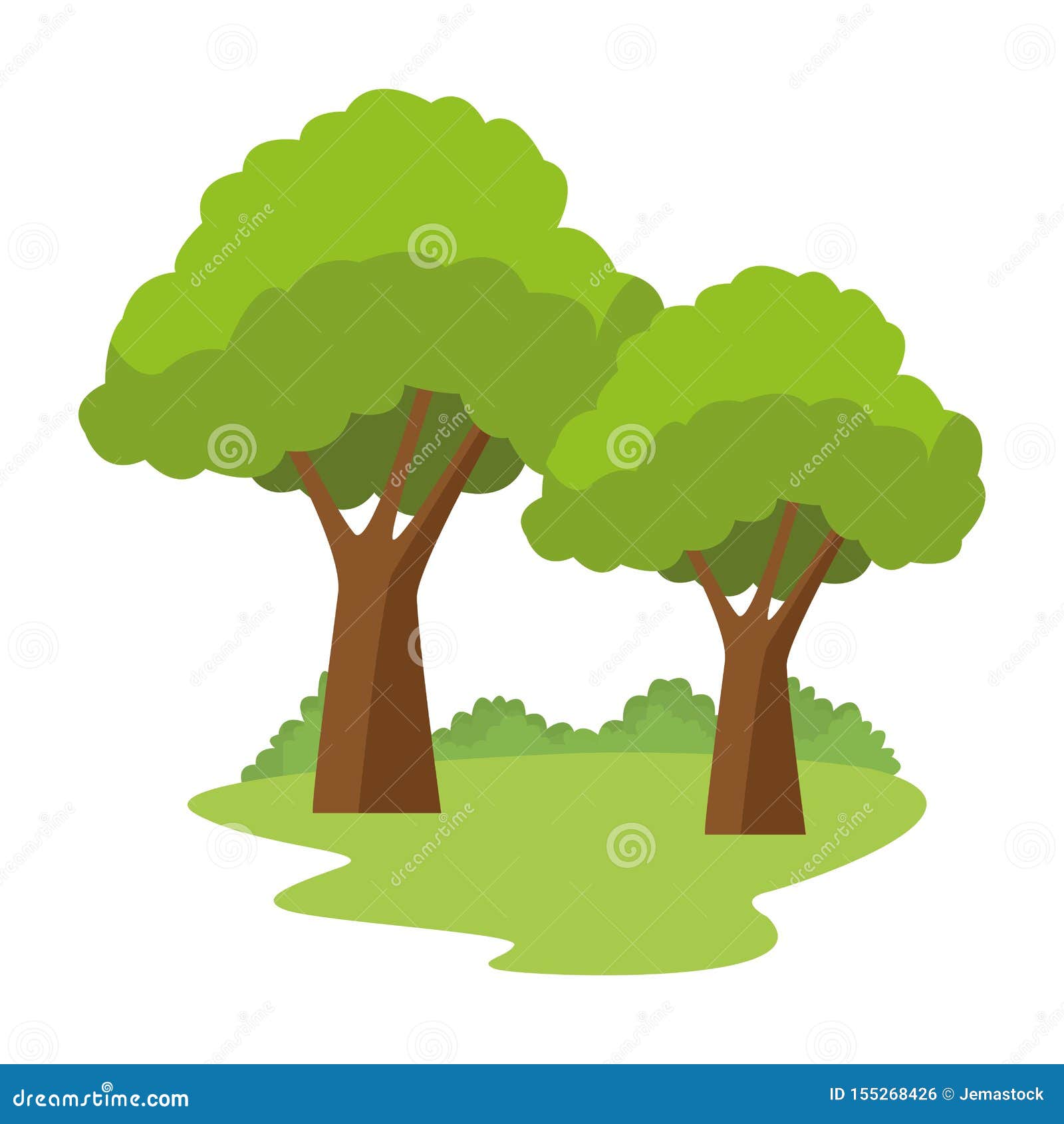 Tree with Leaves Nature Cartoon Stock Vector - Illustration of leaf ...