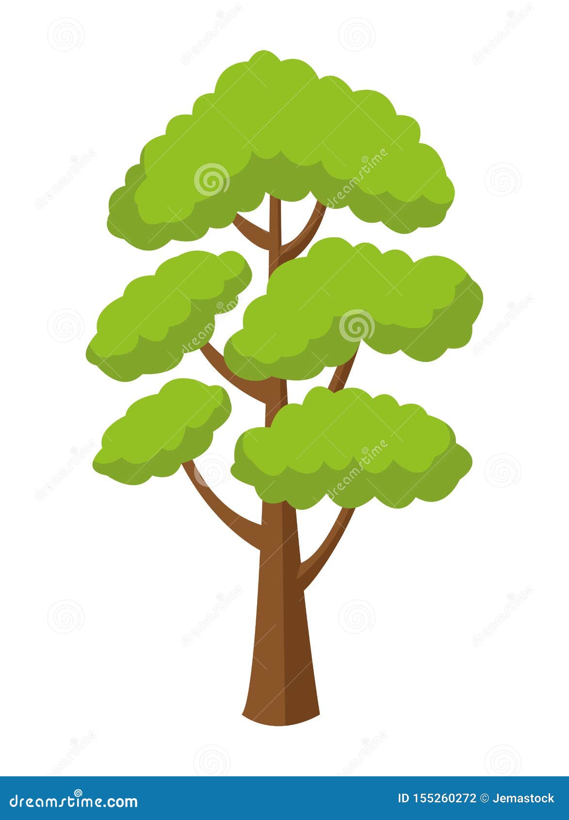 Tree with Leaves Nature Cartoon Stock Vector - Illustration of spring ...