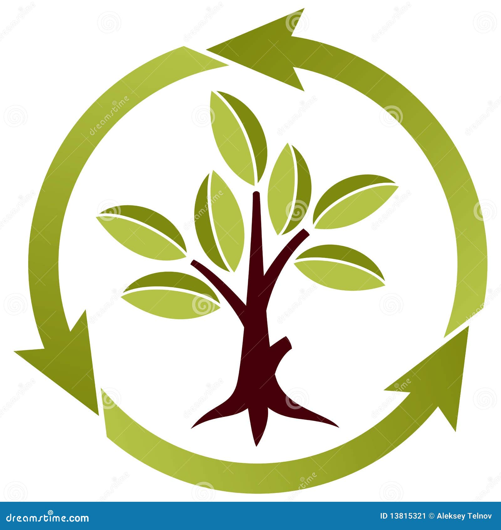 Tree with Leaves and Recycling Symbol Stock Vector - Illustration of ...