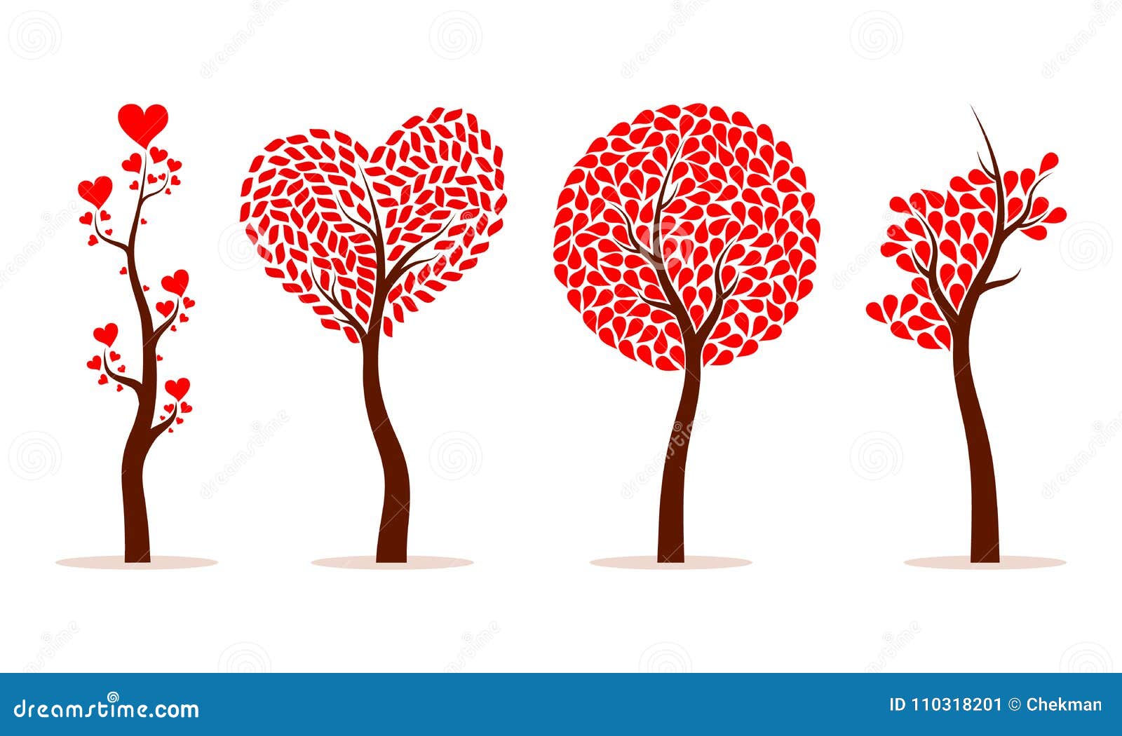 Set of Abstract Love Tree. Vector Illustration Stock Illustration ...