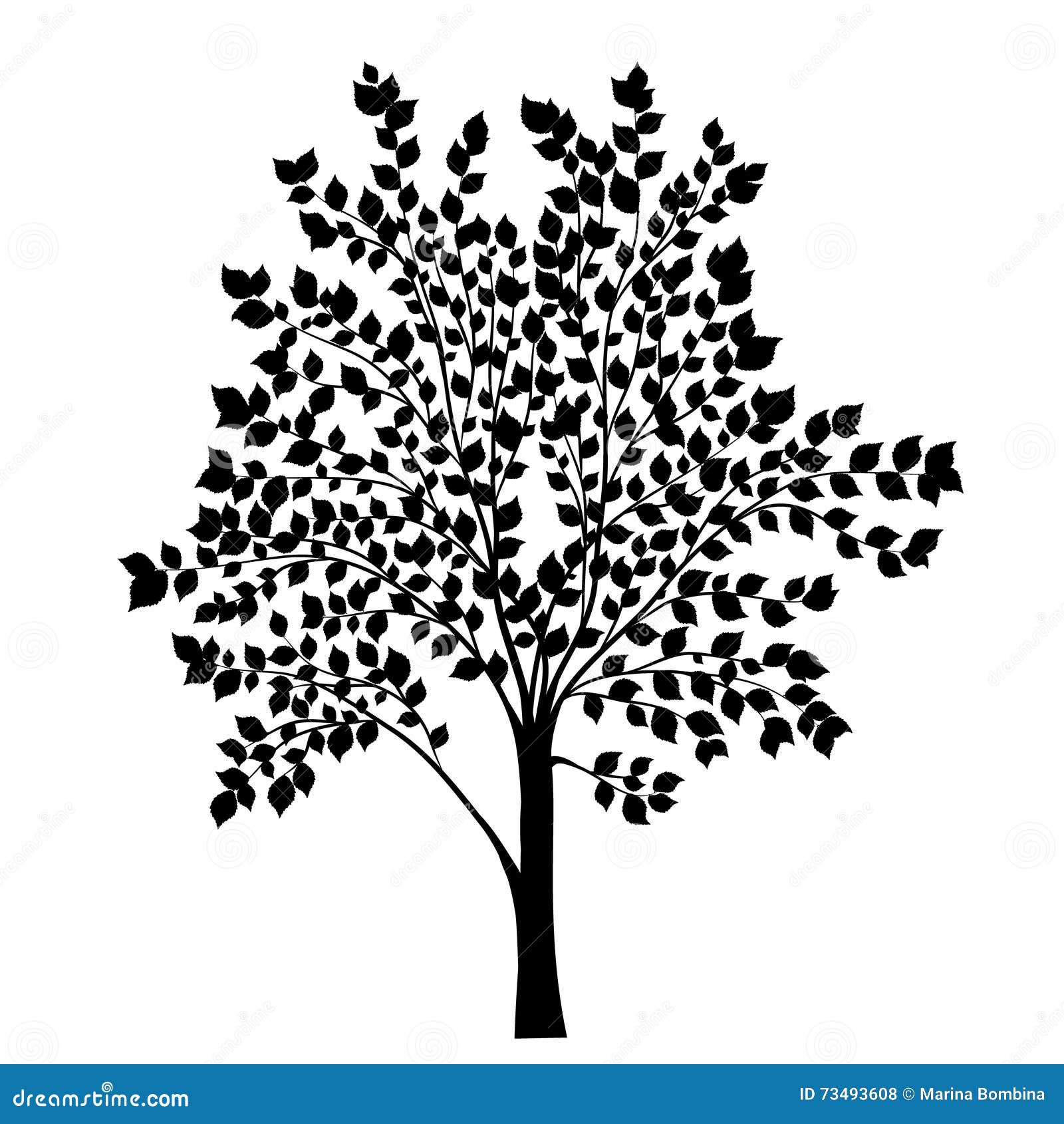Tree with Leaves Silhouette Stock Vector - Illustration of branch ...
