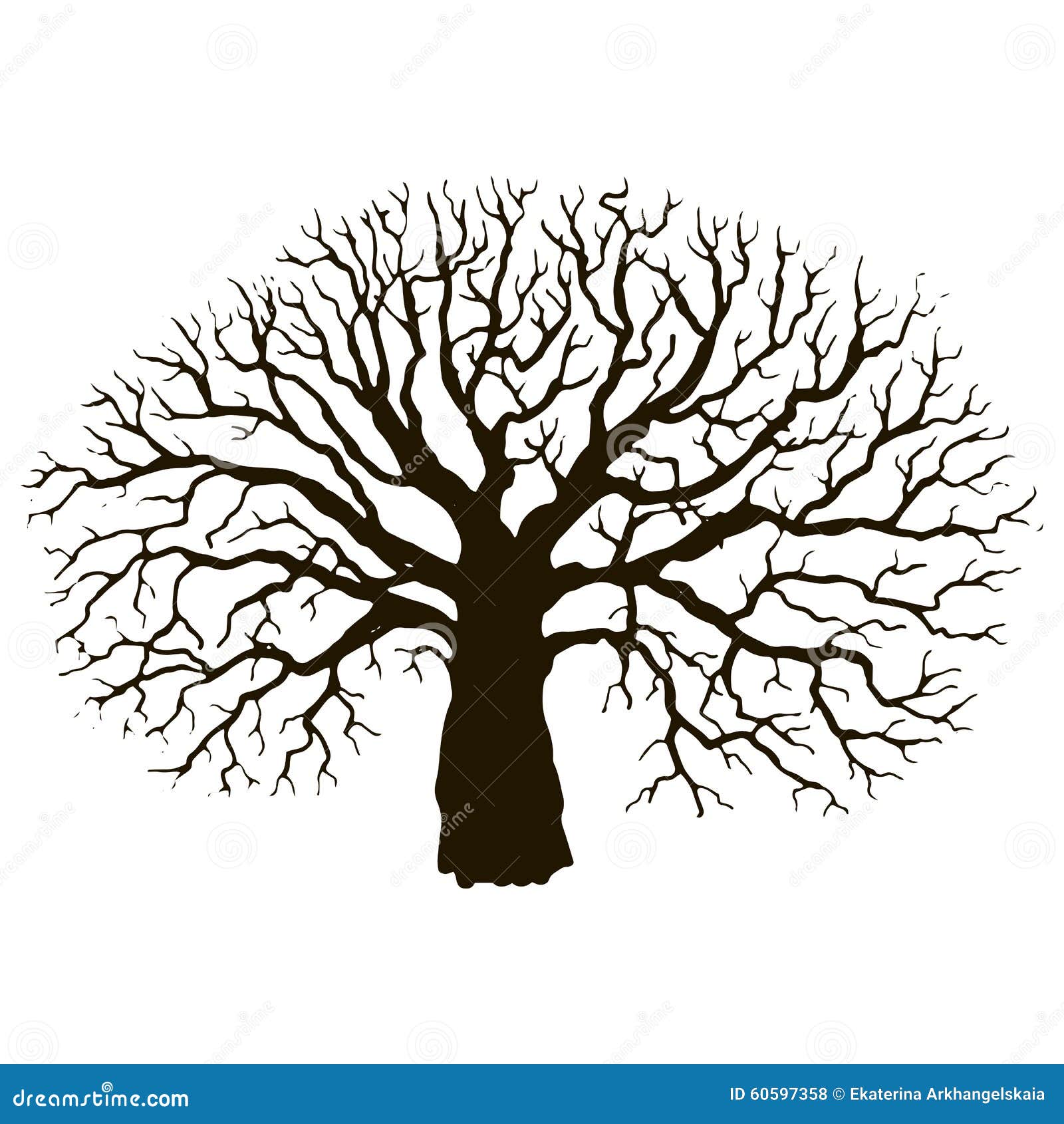Tree without Leaves Silhouette Stock Vector - Illustration of graphic ...