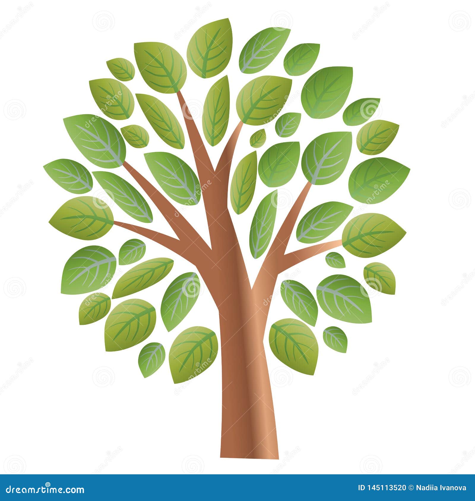 Tree with leaves vector stock vector. Illustration of leaf - 145113520