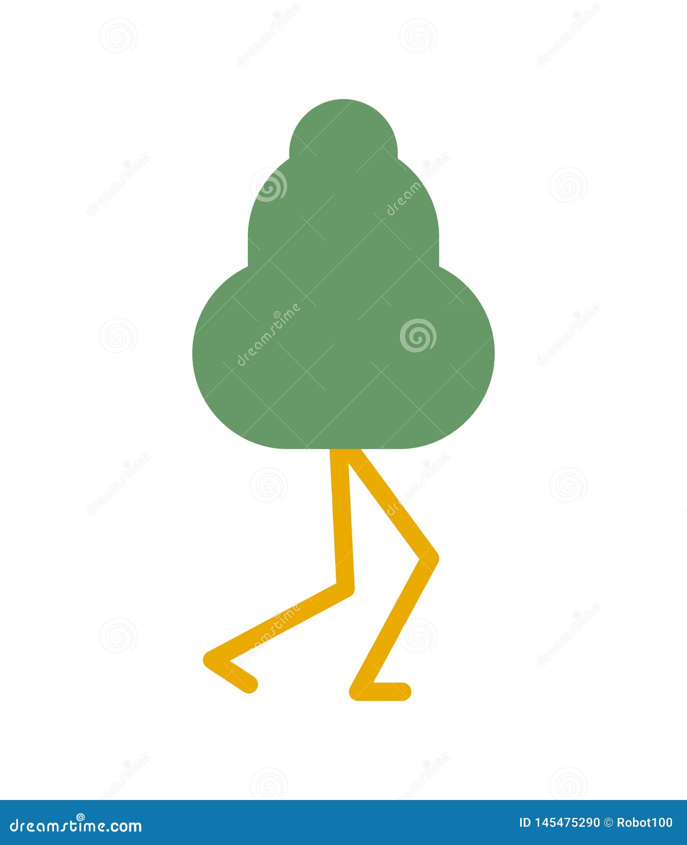 Tree with Legs Cartoon Style. Vector Illustration Stock Vector ...