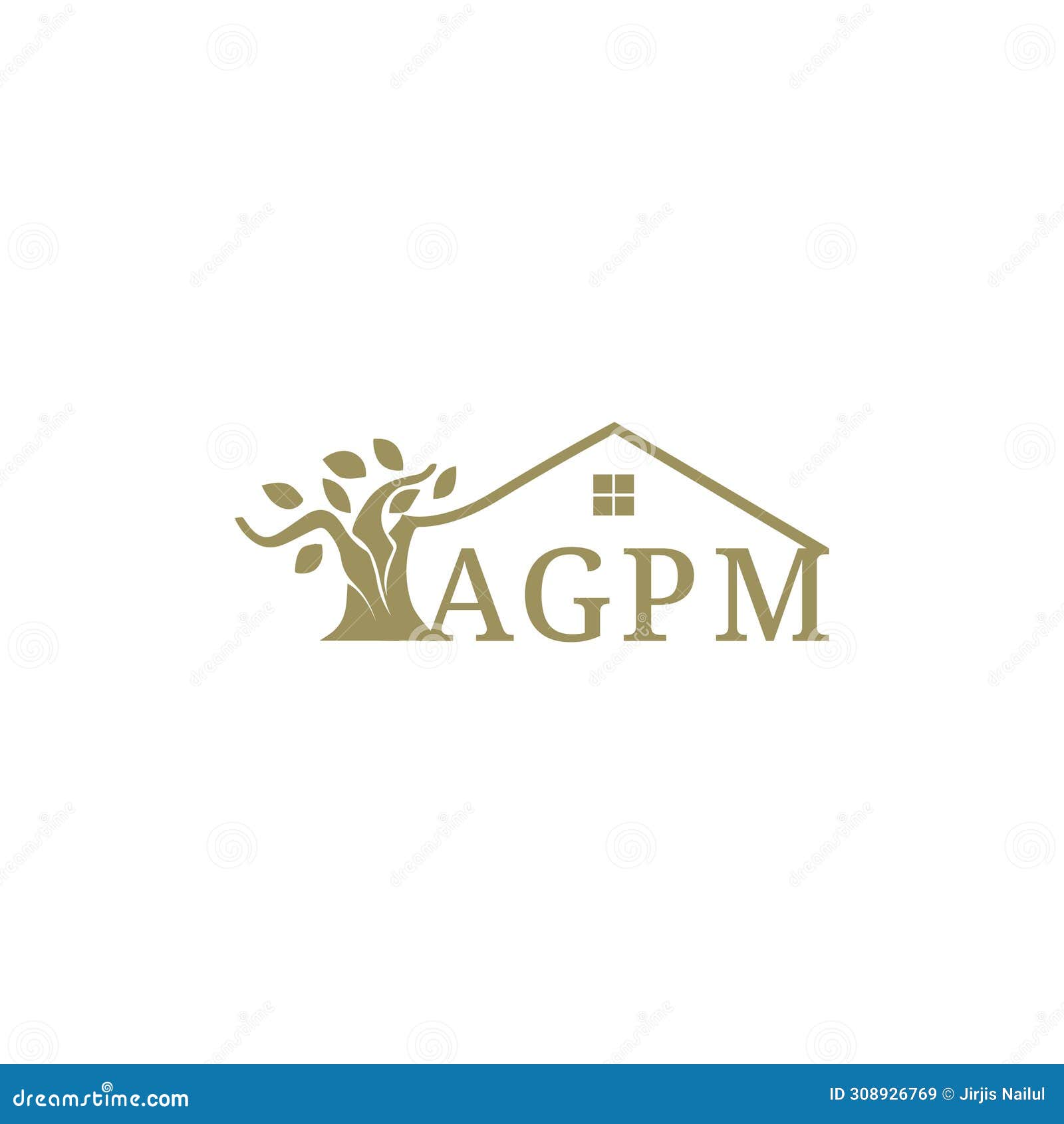 Tree with Letter AGPM Logo Design Concept Flat Style Stock Vector ...