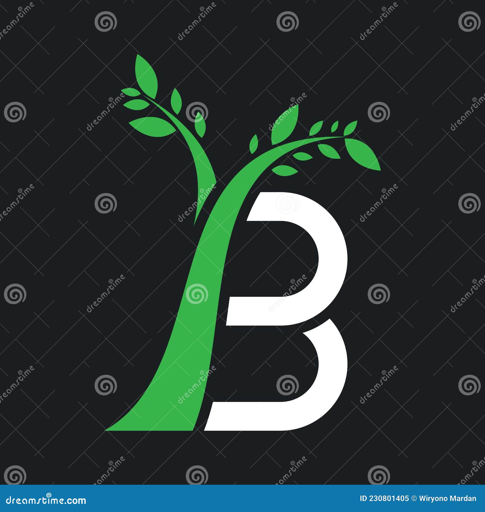 Tree with letter b logo stock vector. Illustration of design - 230801405