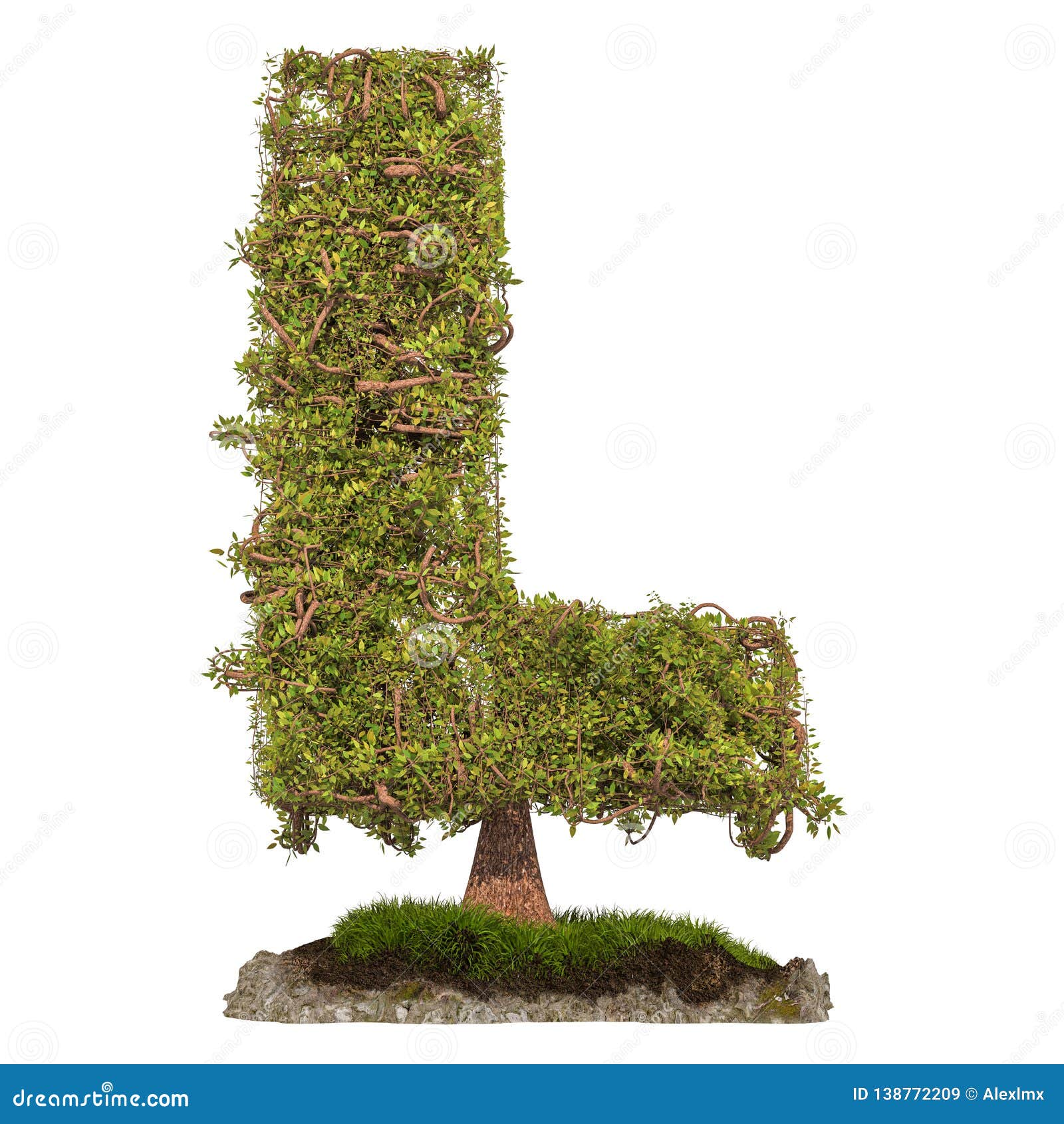 Tree Letter L. Tree in Shaped of Letter L, 3D Rendering Stock ...