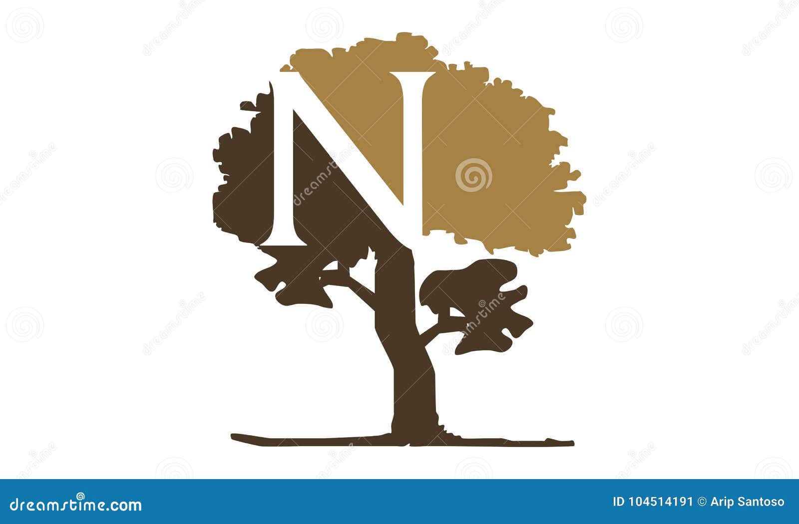 Tree Letter N stock vector. Illustration of design, botany - 104514191