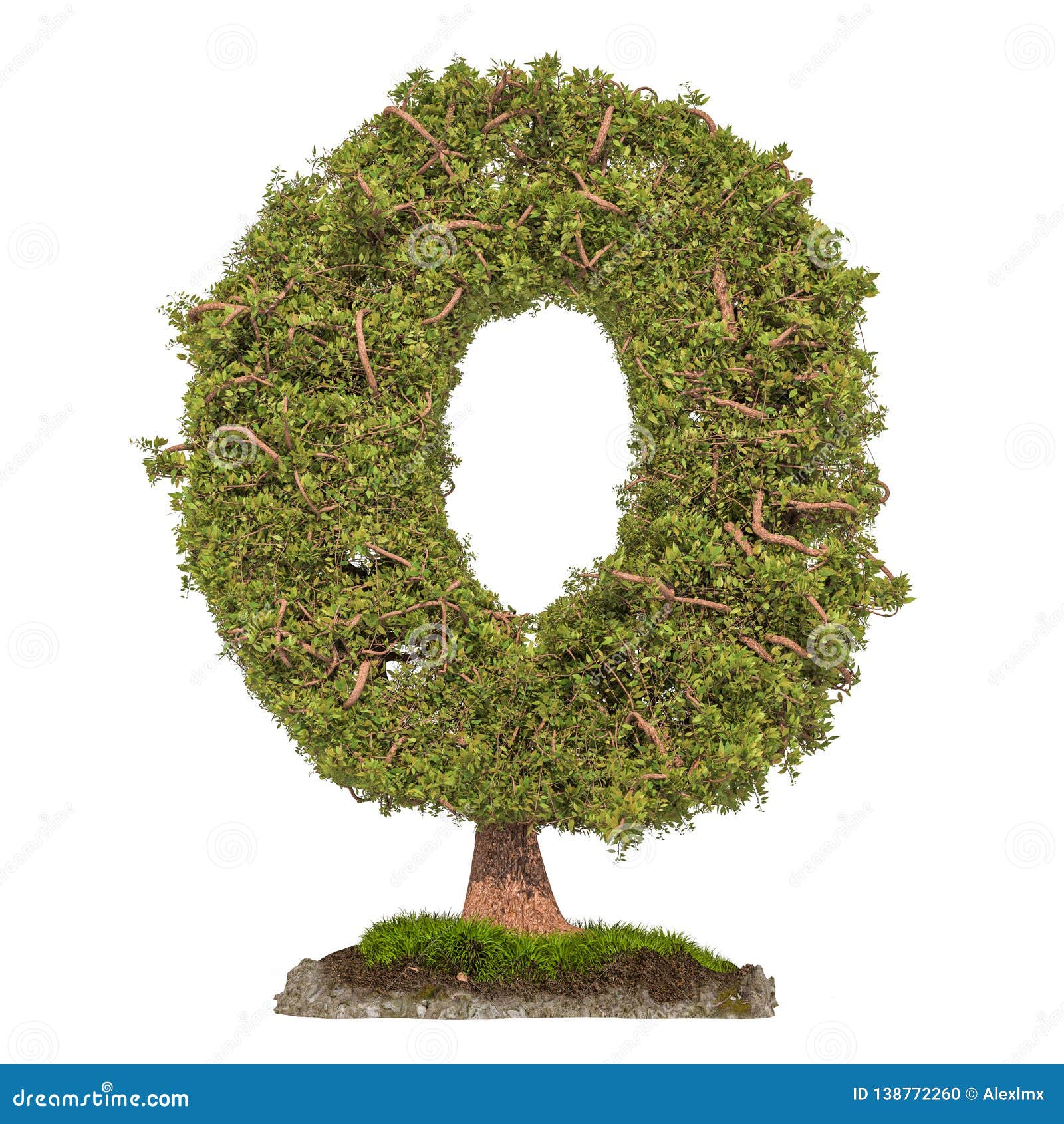 Tree Letter O. Tree in Shaped of Letter O, 3D Rendering Stock ...