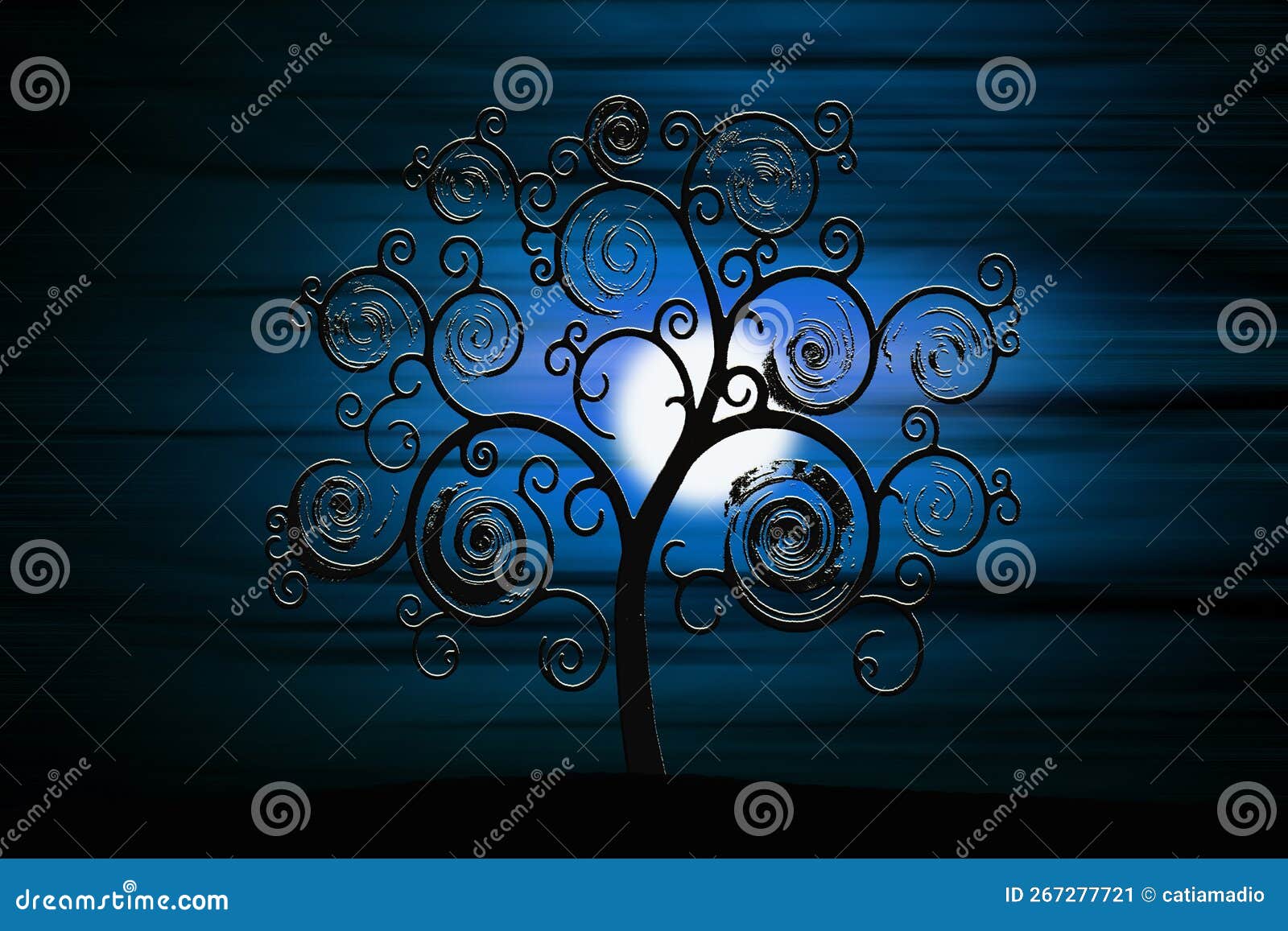 The Tree of Life Abstract Design at Night Stock Illustration ...