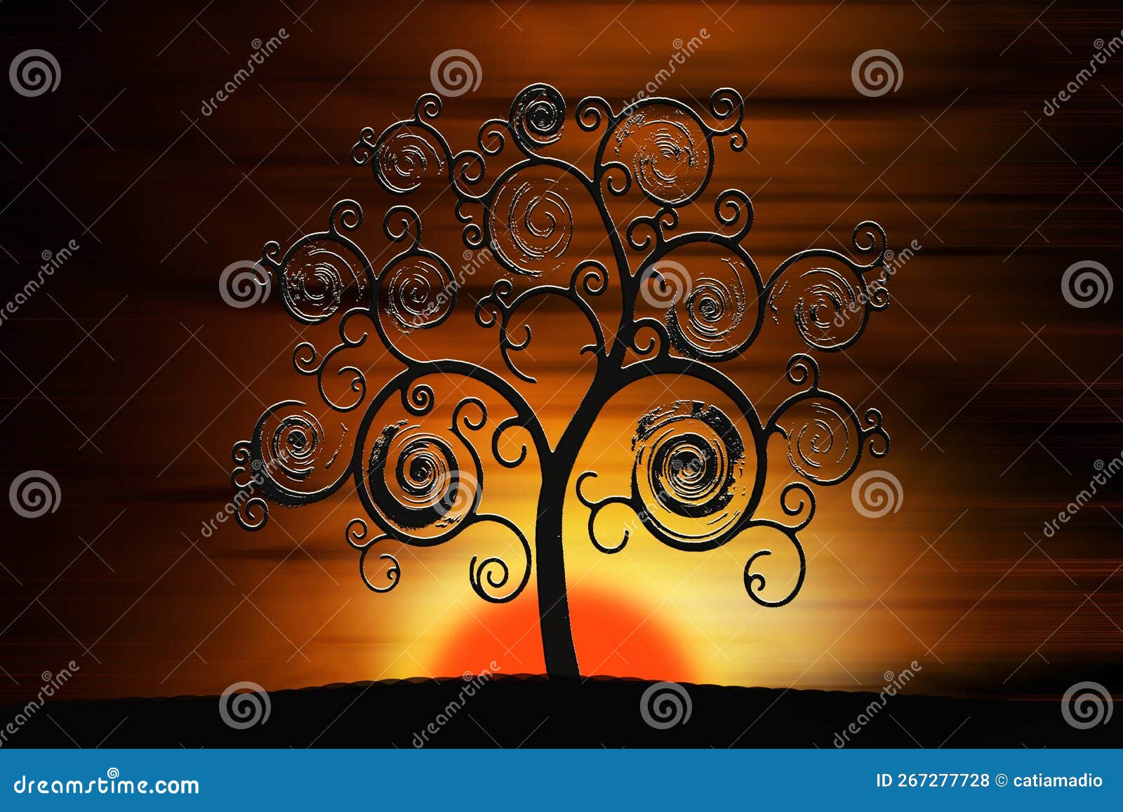 The Tree of Life Abstract Design at Sunrise Stock Illustration ...