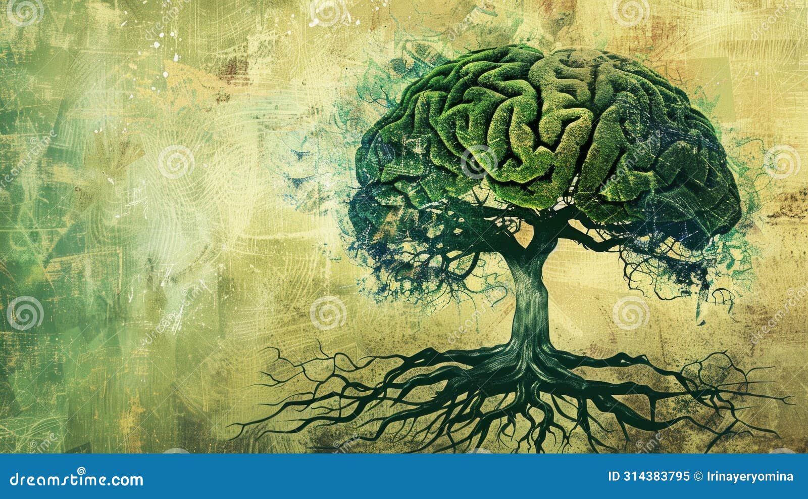 Tree of Life with Brain Roots Symbolizing Mental Growth Stock Image ...