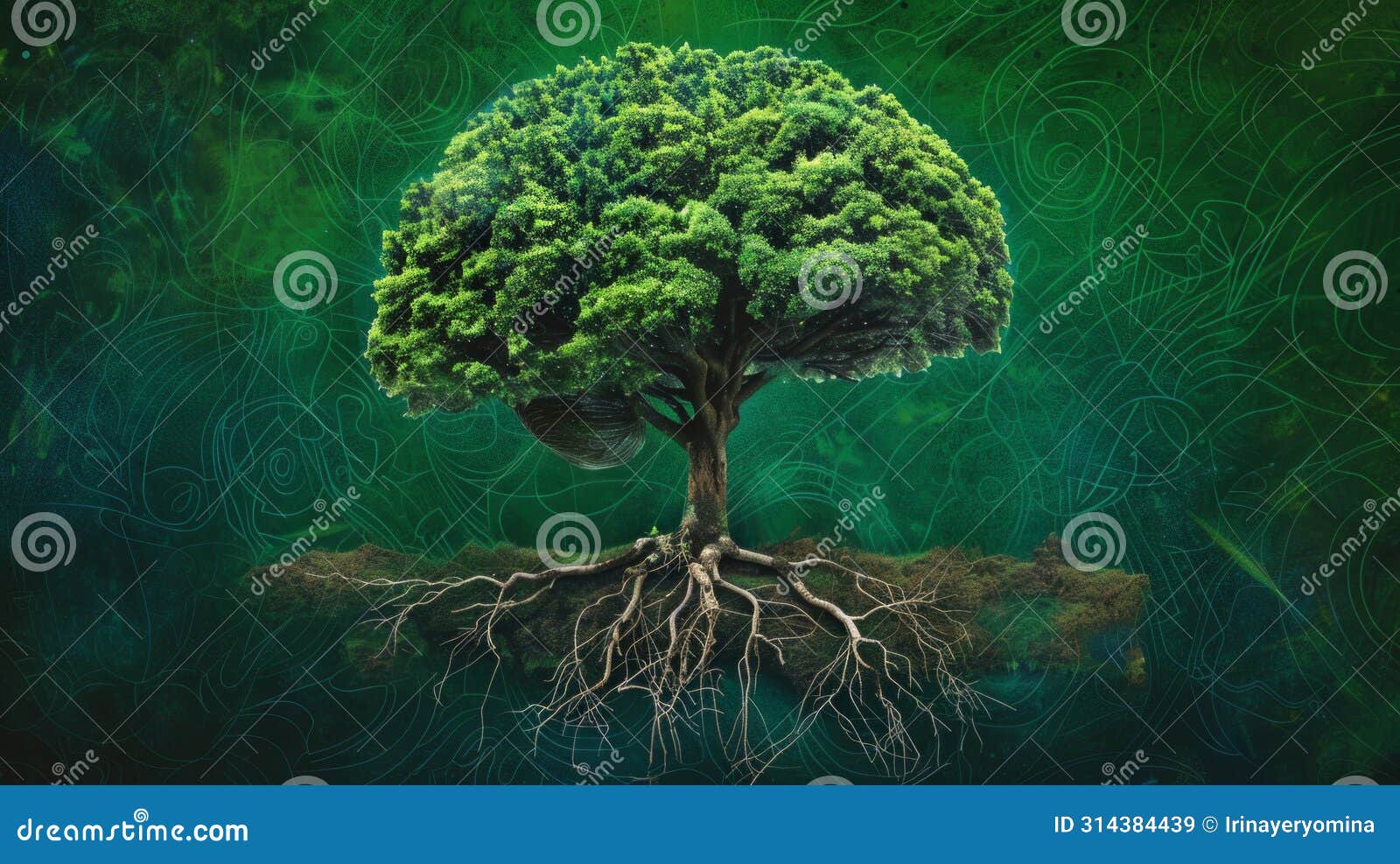 Tree of Life with Brain Roots Symbolizing Mental Growth Stock Image ...