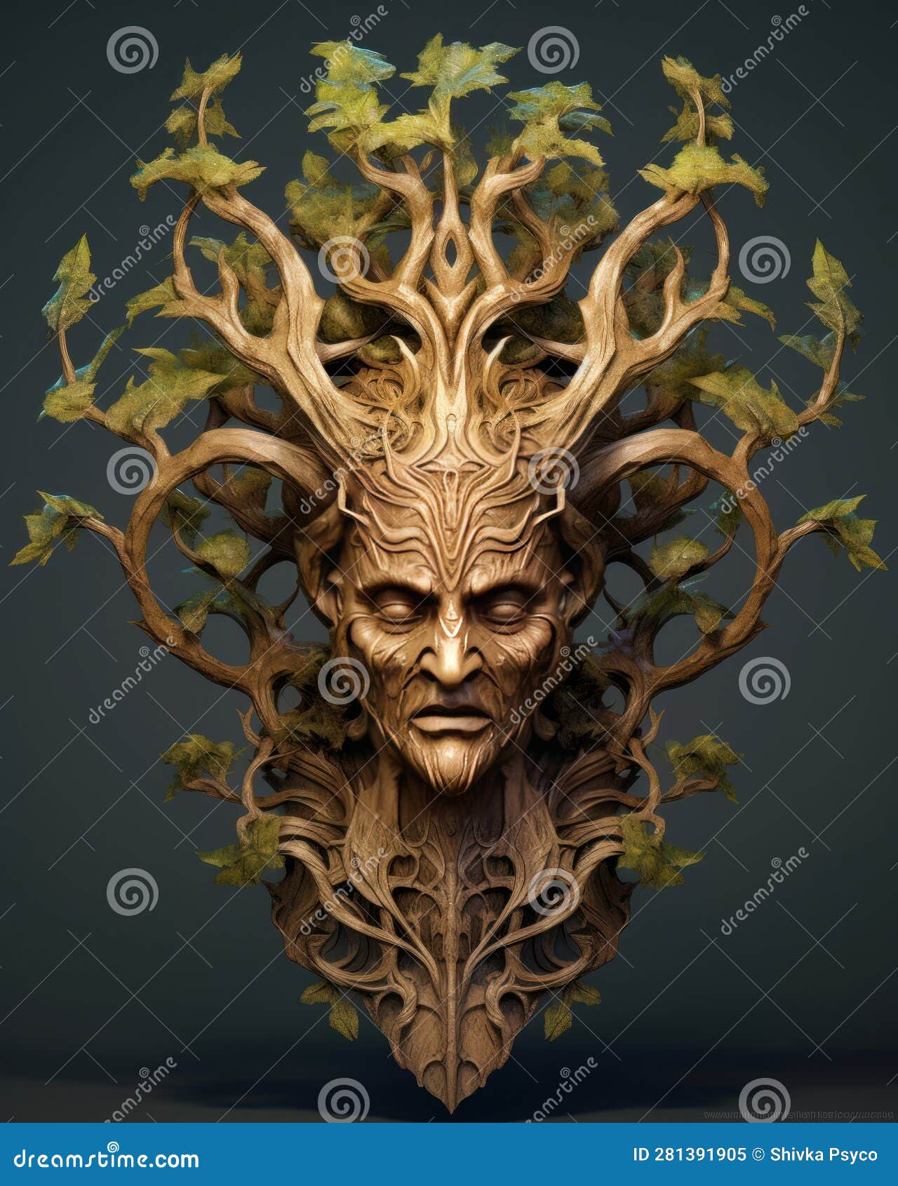 Tree Of Life Character On Dark Background Hd Image Generative Ai Stock Illustration