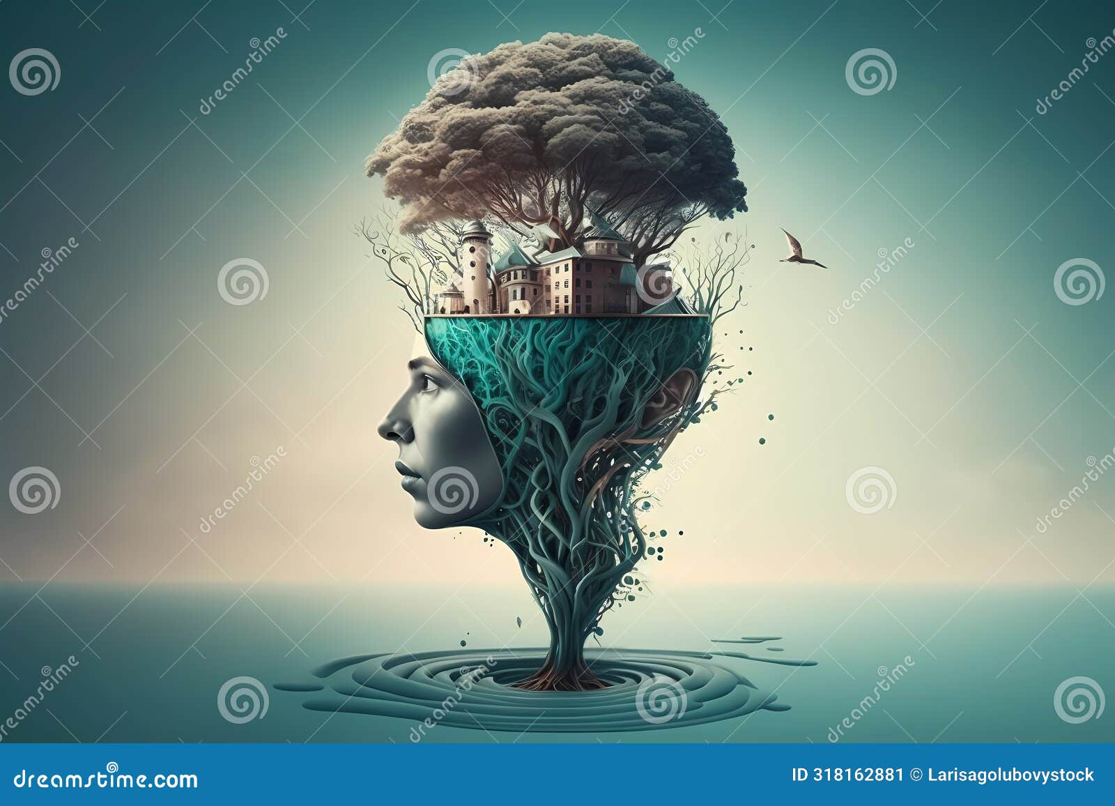 Tree of Life Creative Art Illustration Stock Image - Image of woman ...