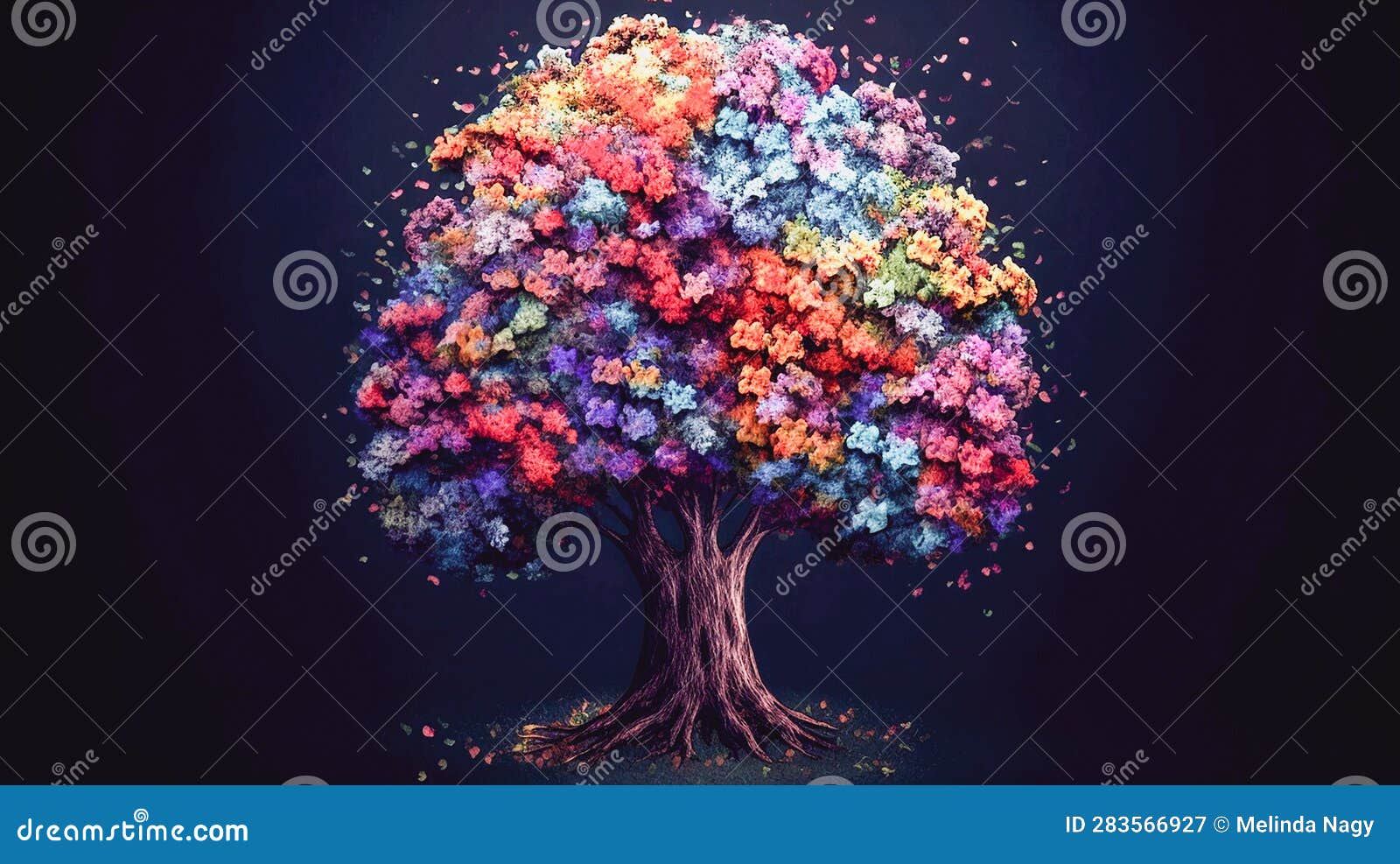 Tree of Life Full of Flowers Generative AI Stock Image - Image of ...