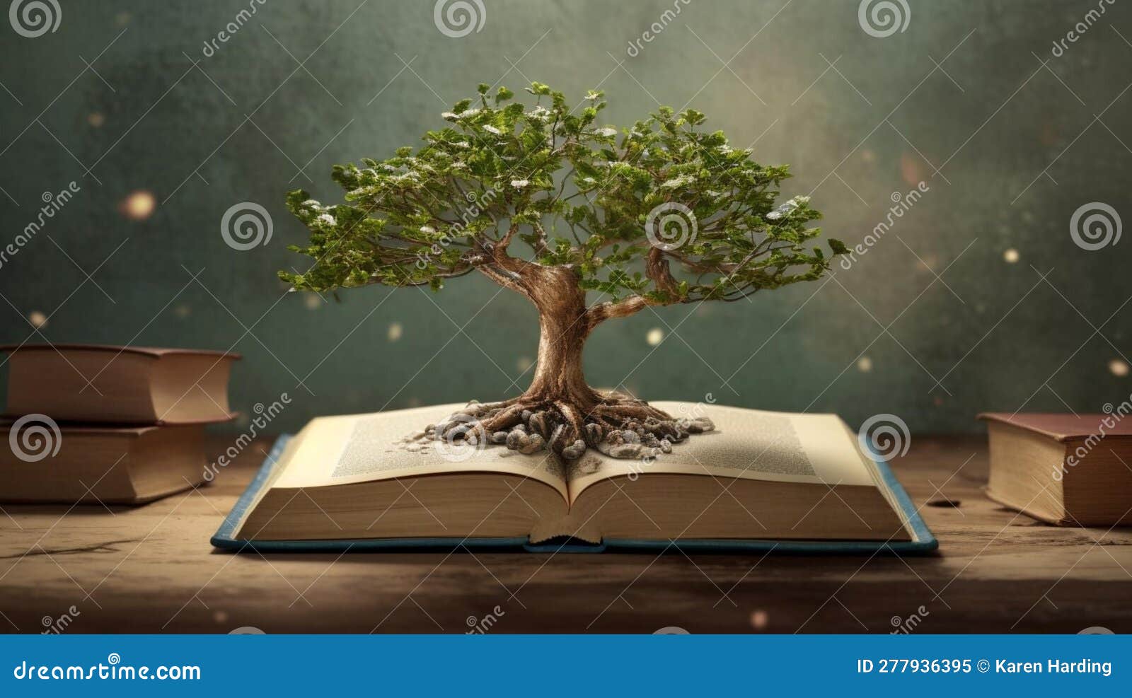 Tree of Life Growing from Open Pages of Book Stock Illustration ...