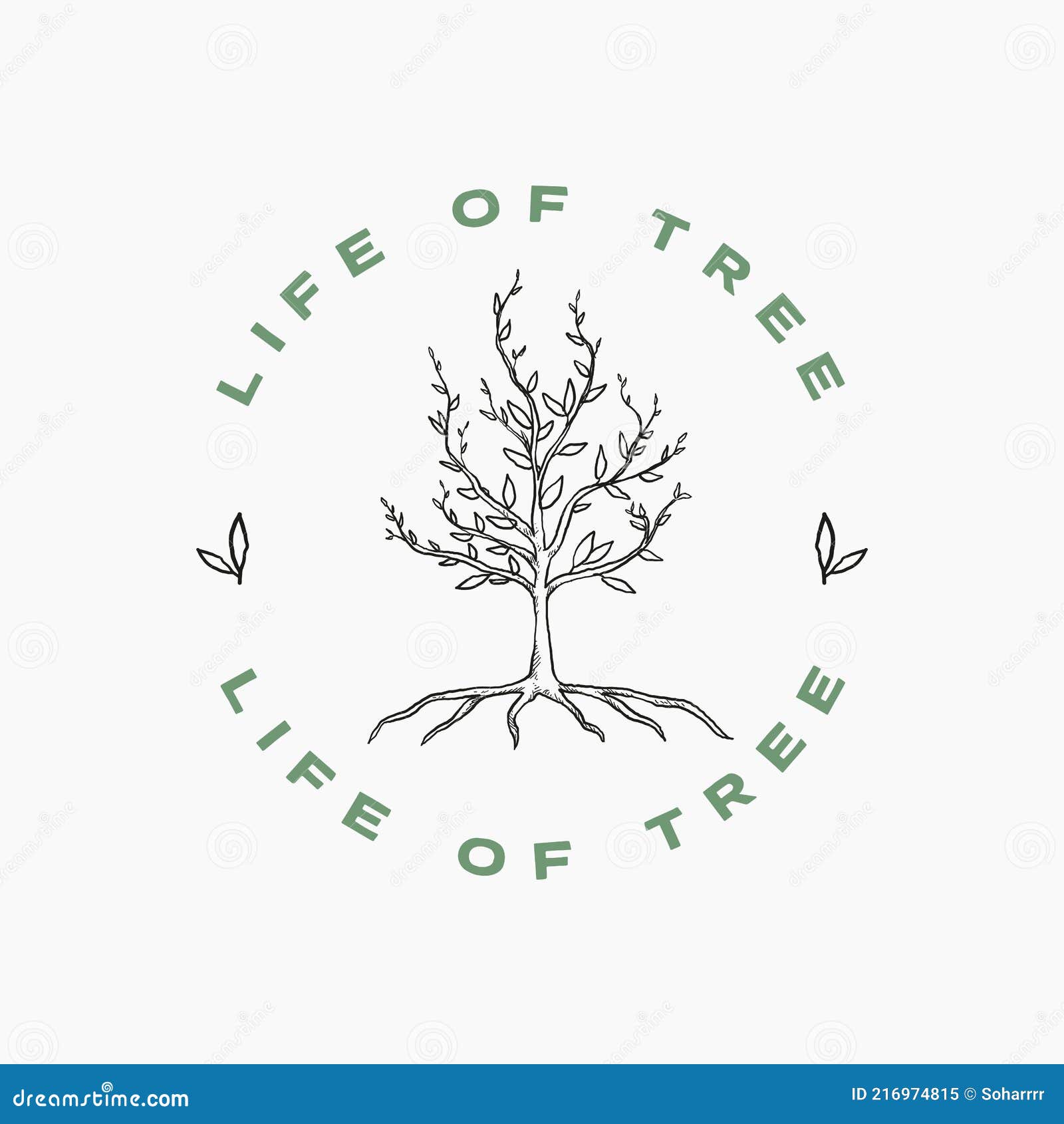 The Tree of Life Hand Drawn Vector Logo Design Template Stock ...