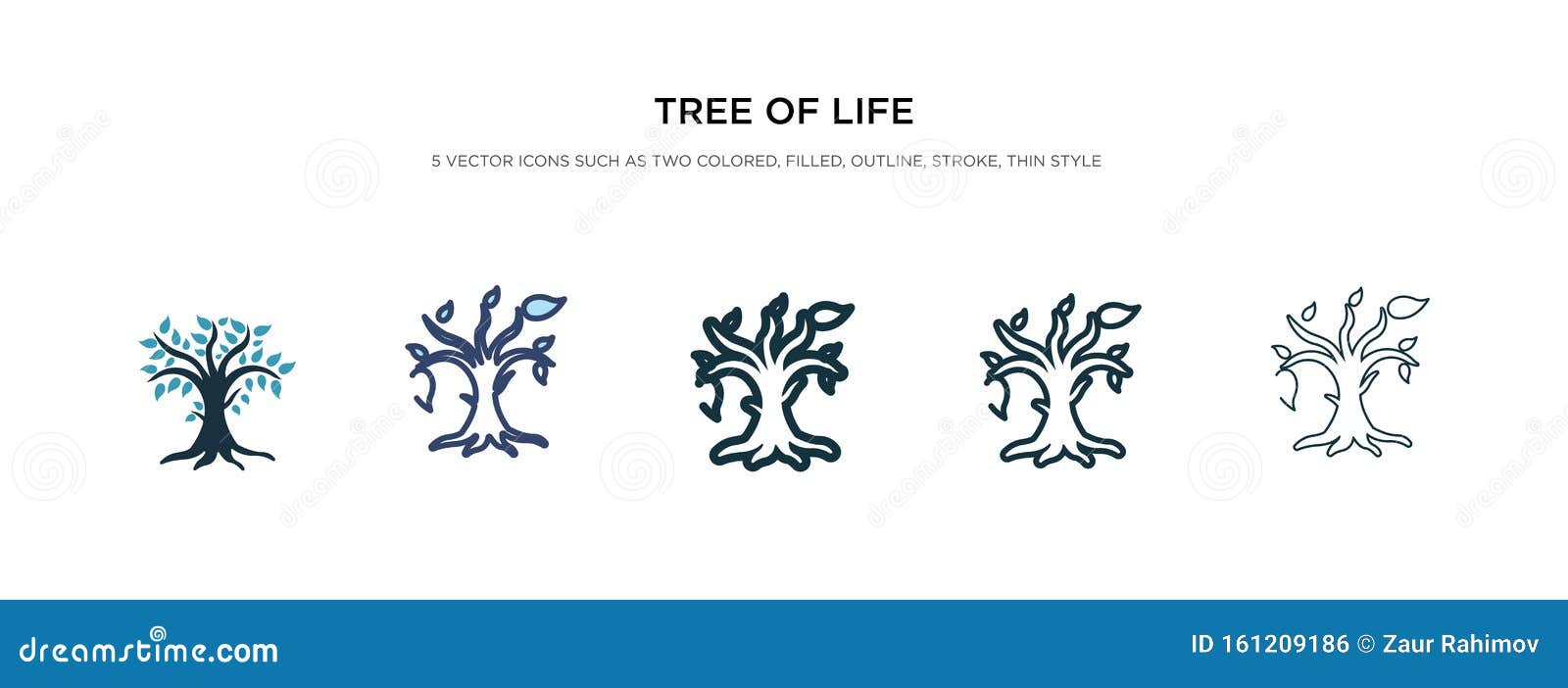 Tree of Life Icon in Different Style Vector Illustration. Two Colored ...
