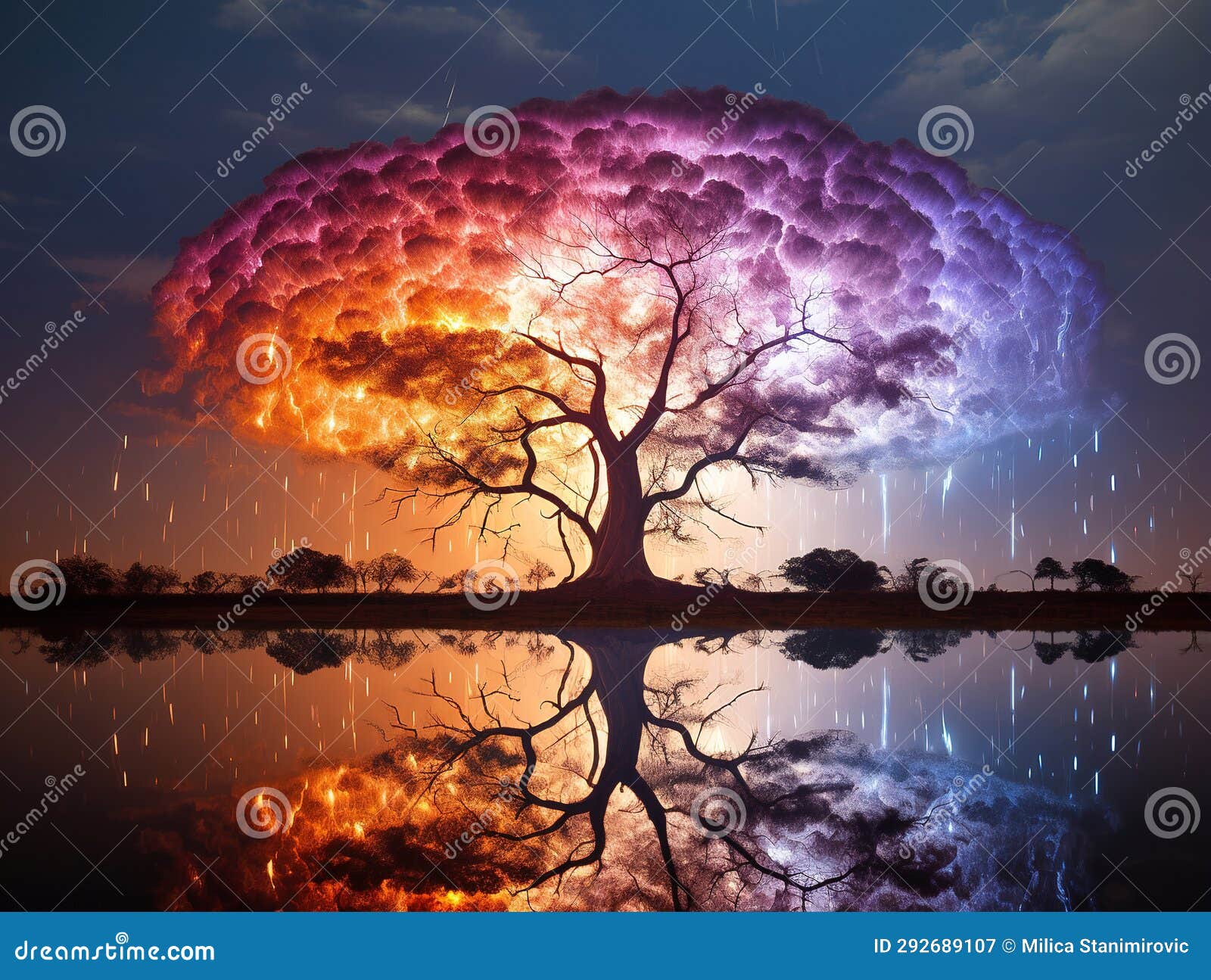 The Tree of Life: Illuminated with Vibrant Colors Stock Illustration ...