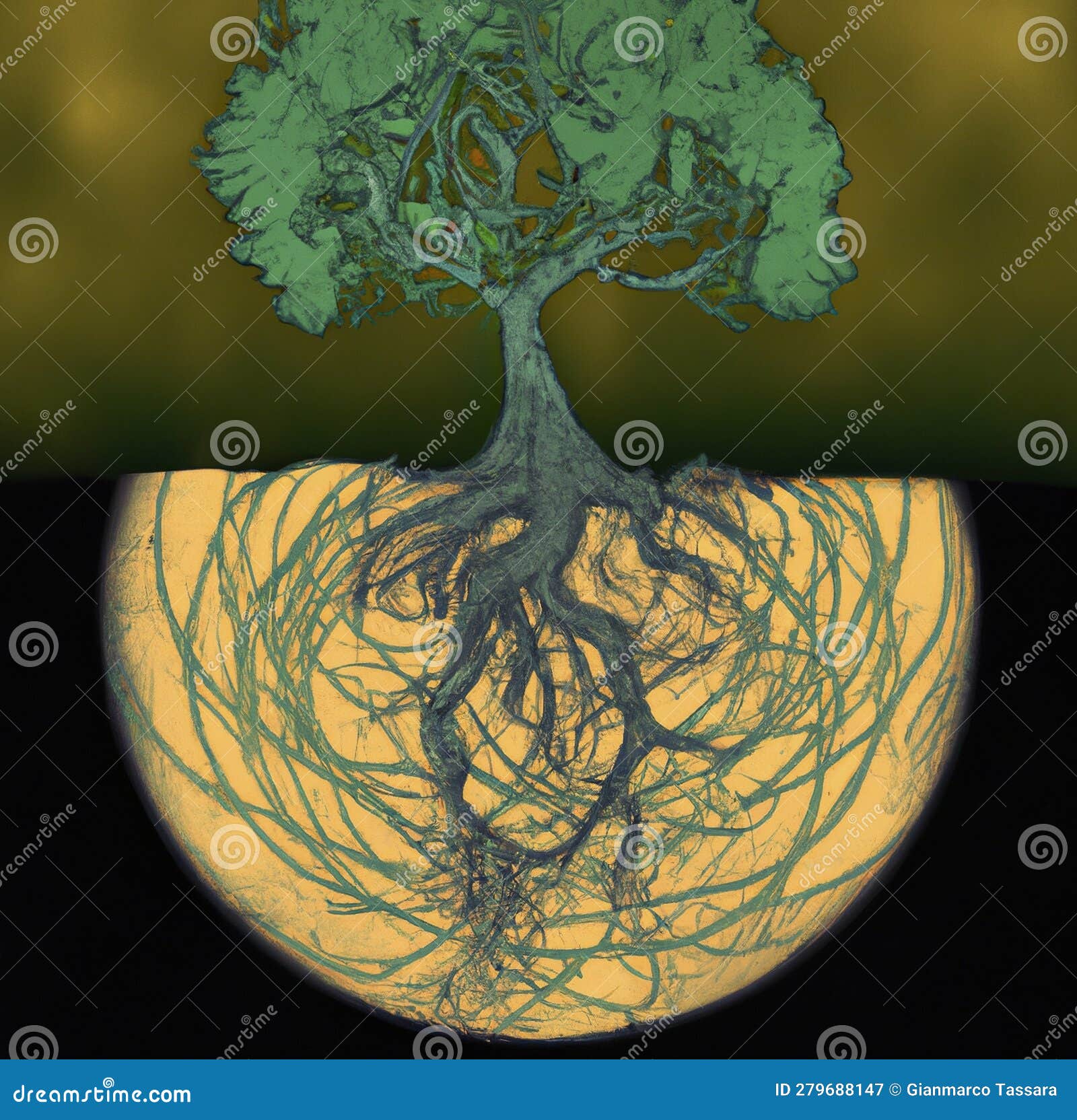 The Tree of Life and Its Roots. Stock Illustration - Illustration of ...