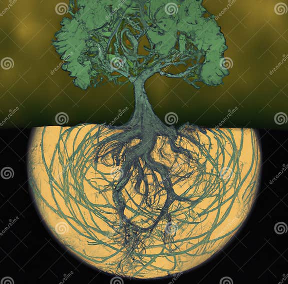 The Tree of Life and Its Roots. Stock Illustration - Illustration of ...