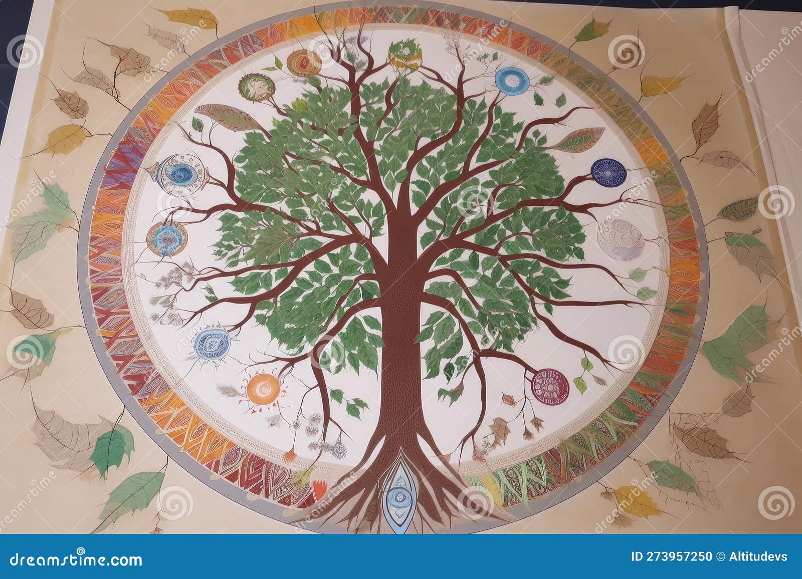 Tree of Life Mandala, with Each Branch and Leaf Representing a Part of ...