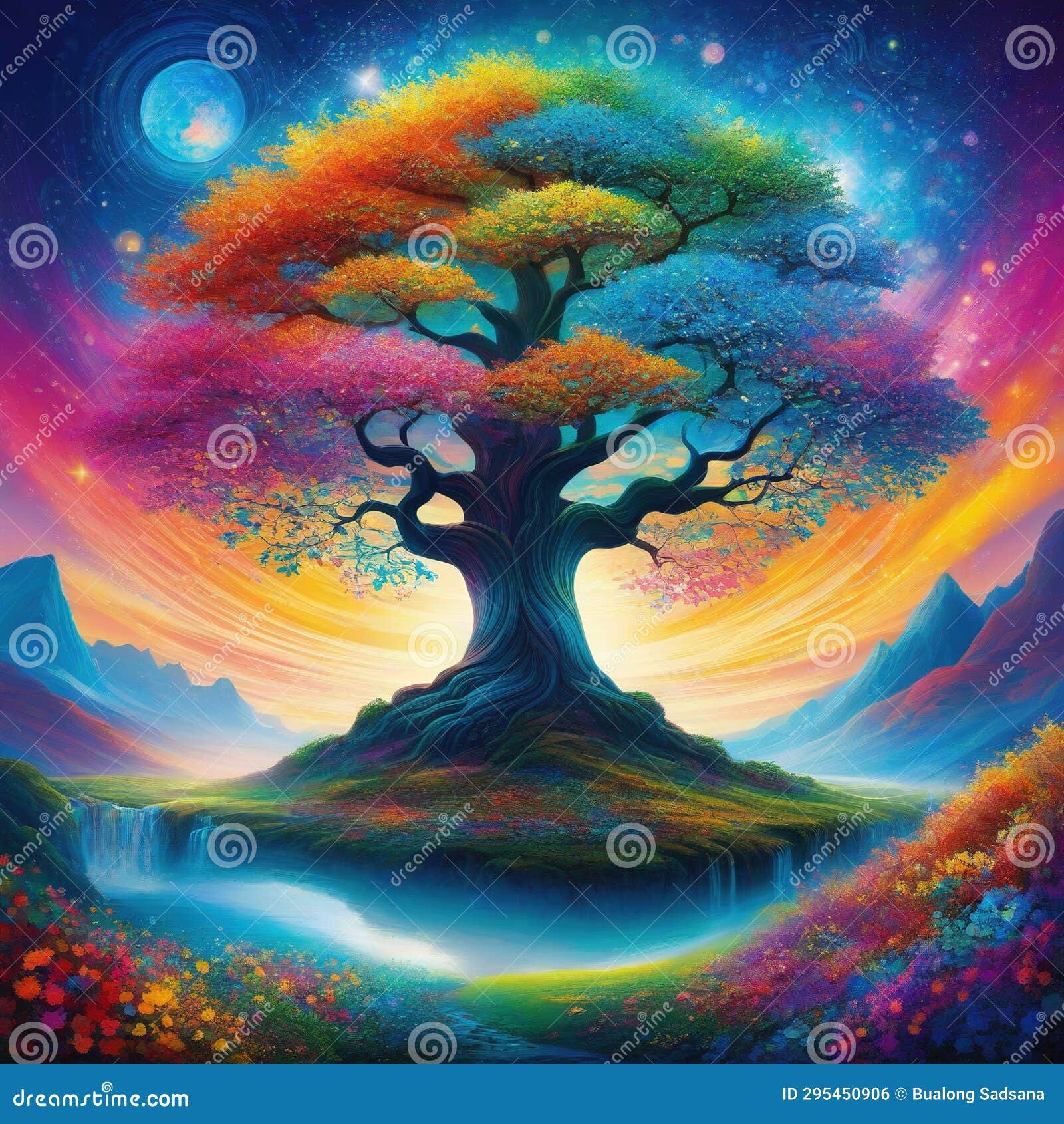 The Tree of Life in a Psychedelic Created with Stock Illustration ...