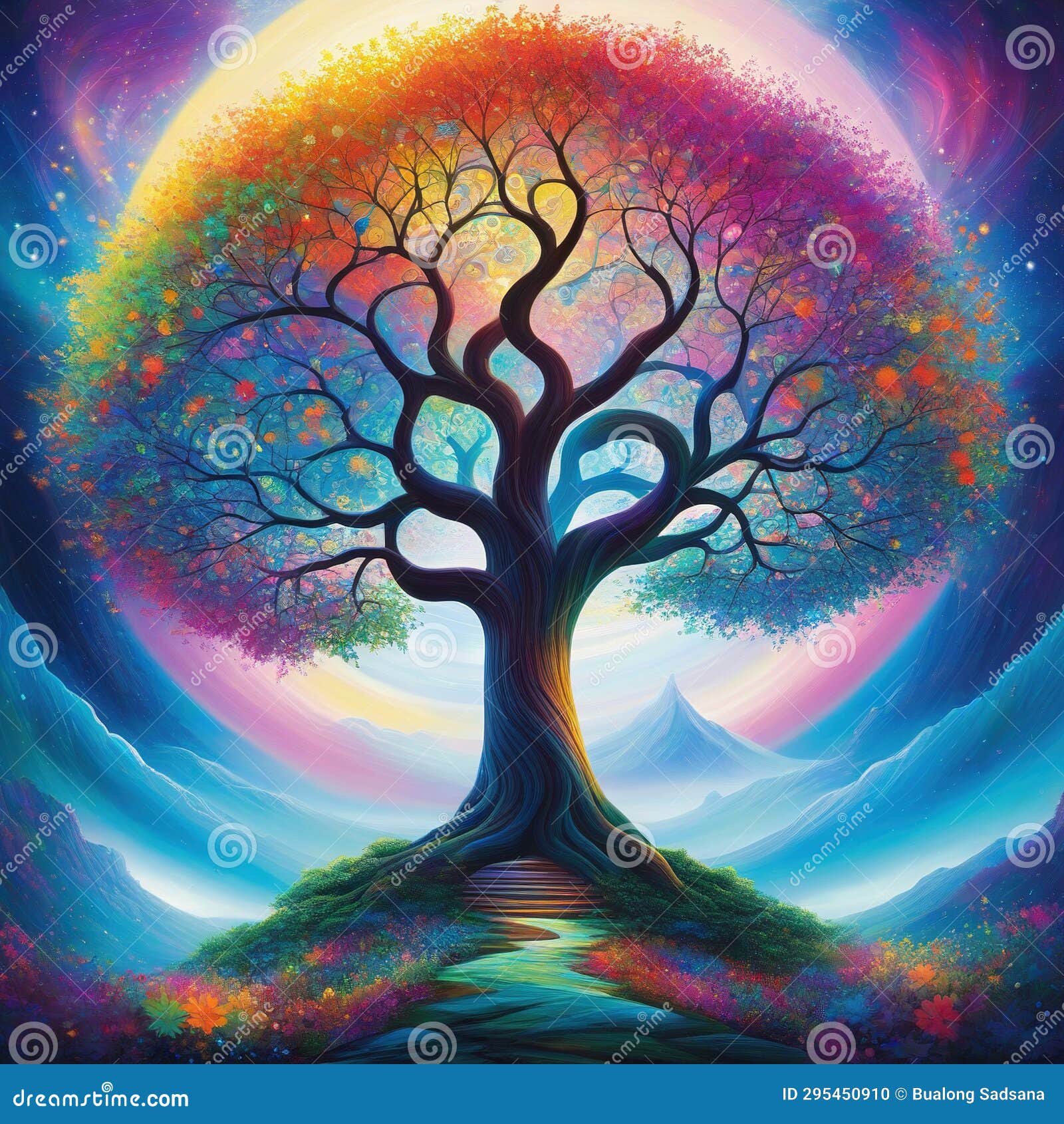The Tree of Life in a Psychedelic Created with Stock Illustration ...