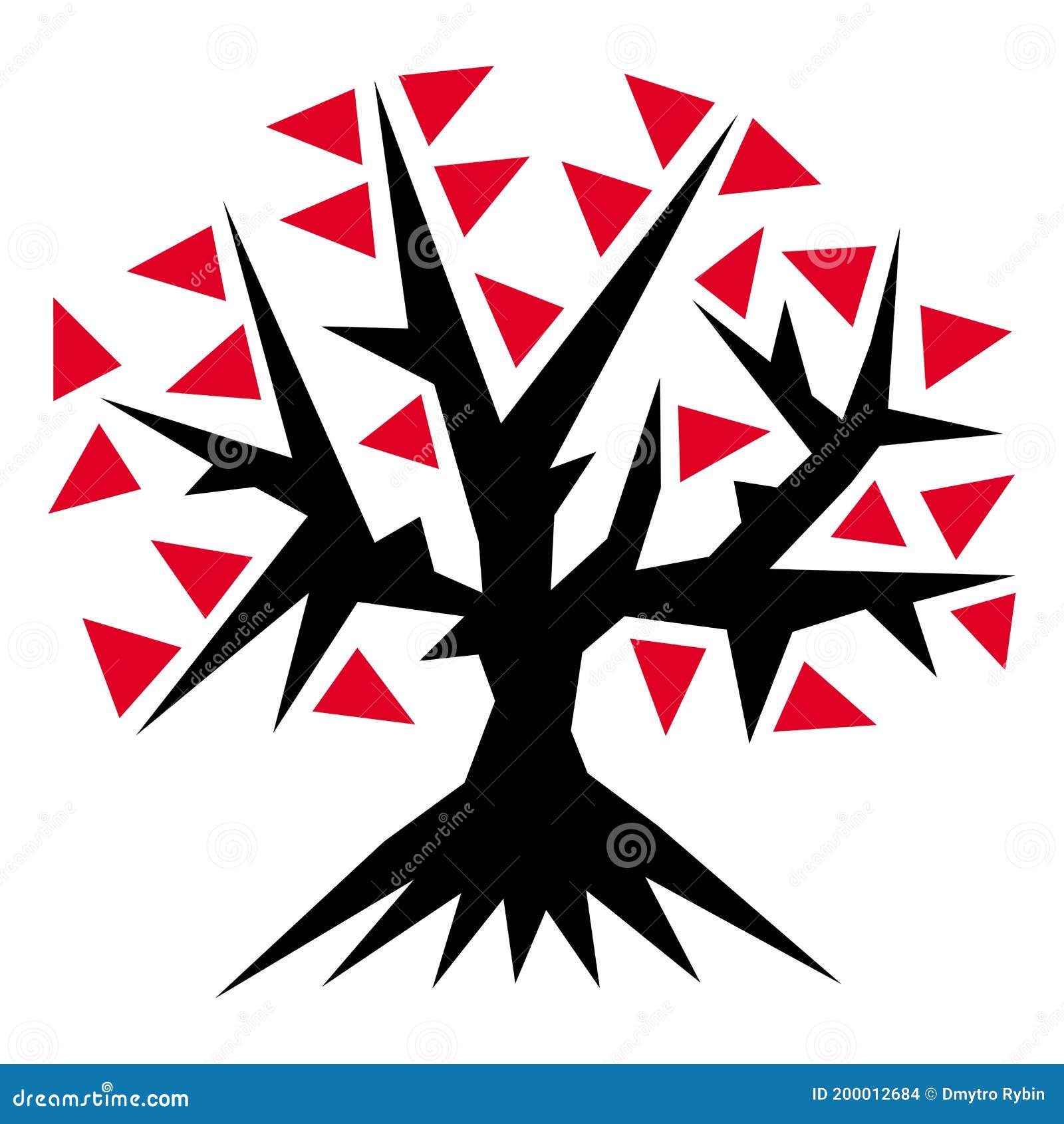 The Tree of Life with Red Triangular Leaves. Stylized Drawing Stock ...