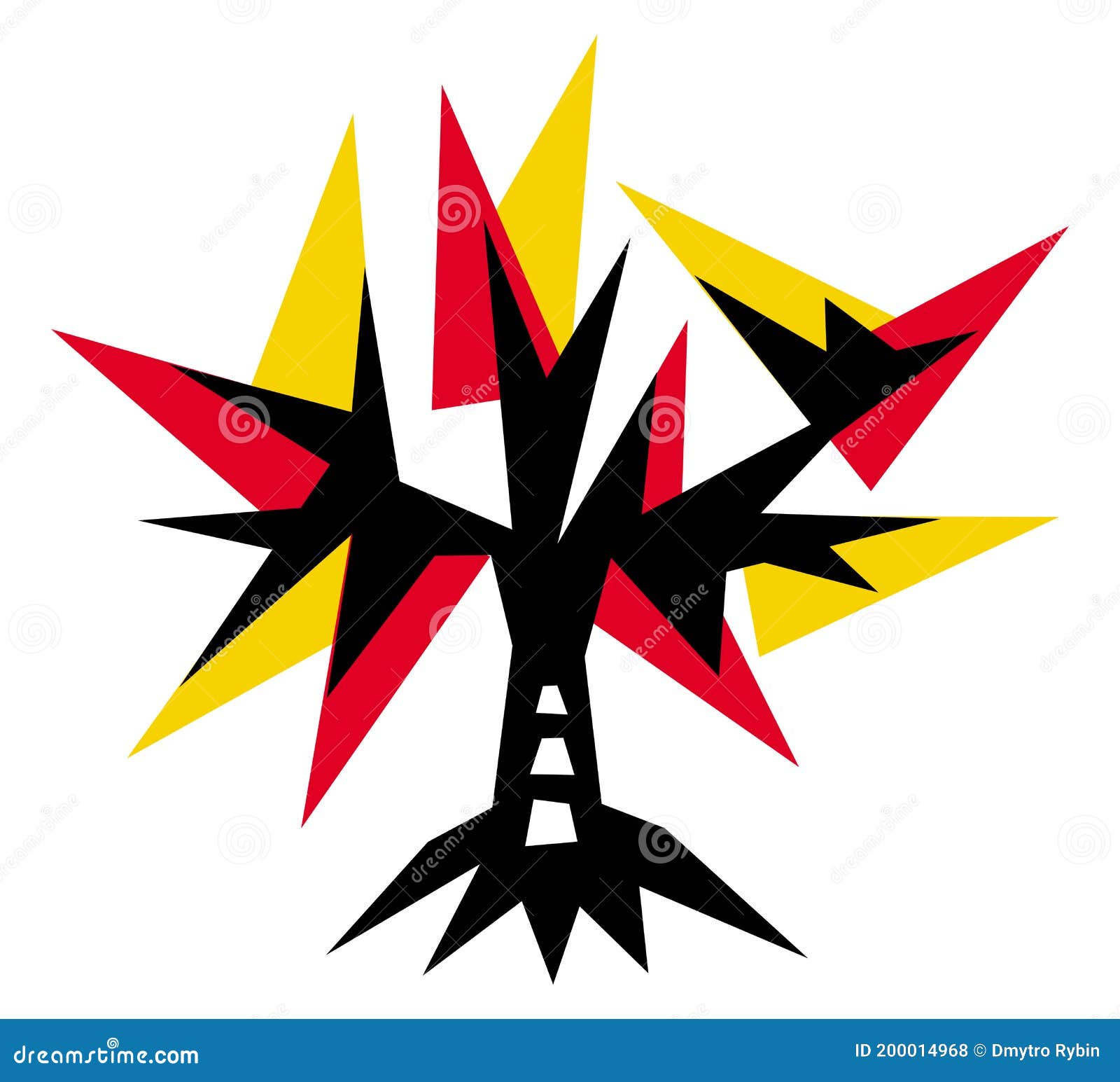 The Tree of Life with Red and Yellow Triangular Leaves. Stylized ...