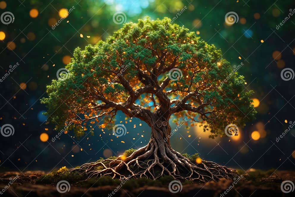 Tree of Life with the Roots. Ai Generative Stock Illustration ...