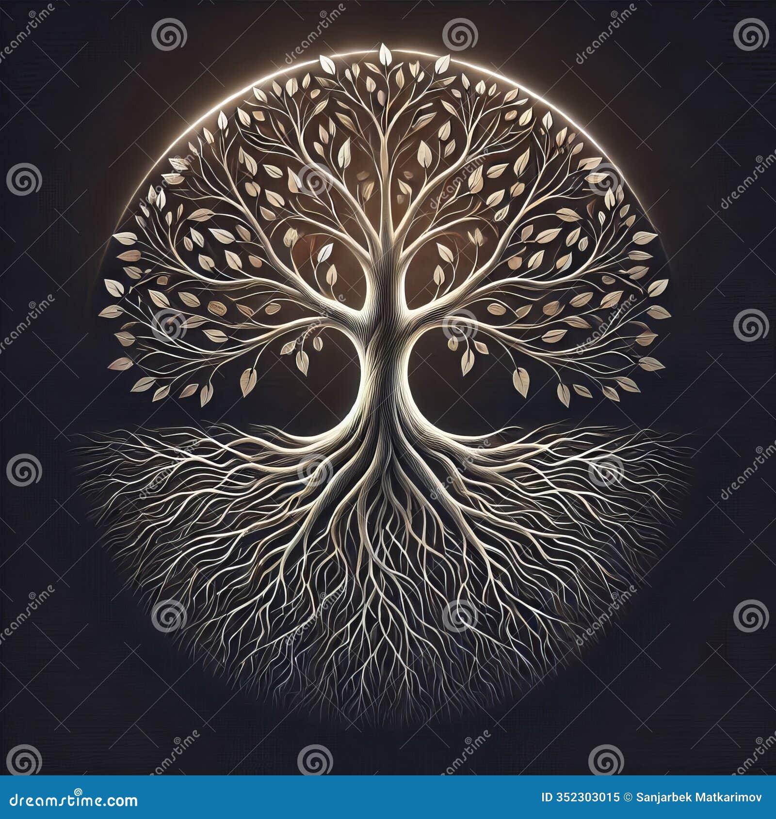 Tree of Life with Roots Reaching Deep Symbolizing the Strength a Stock ...