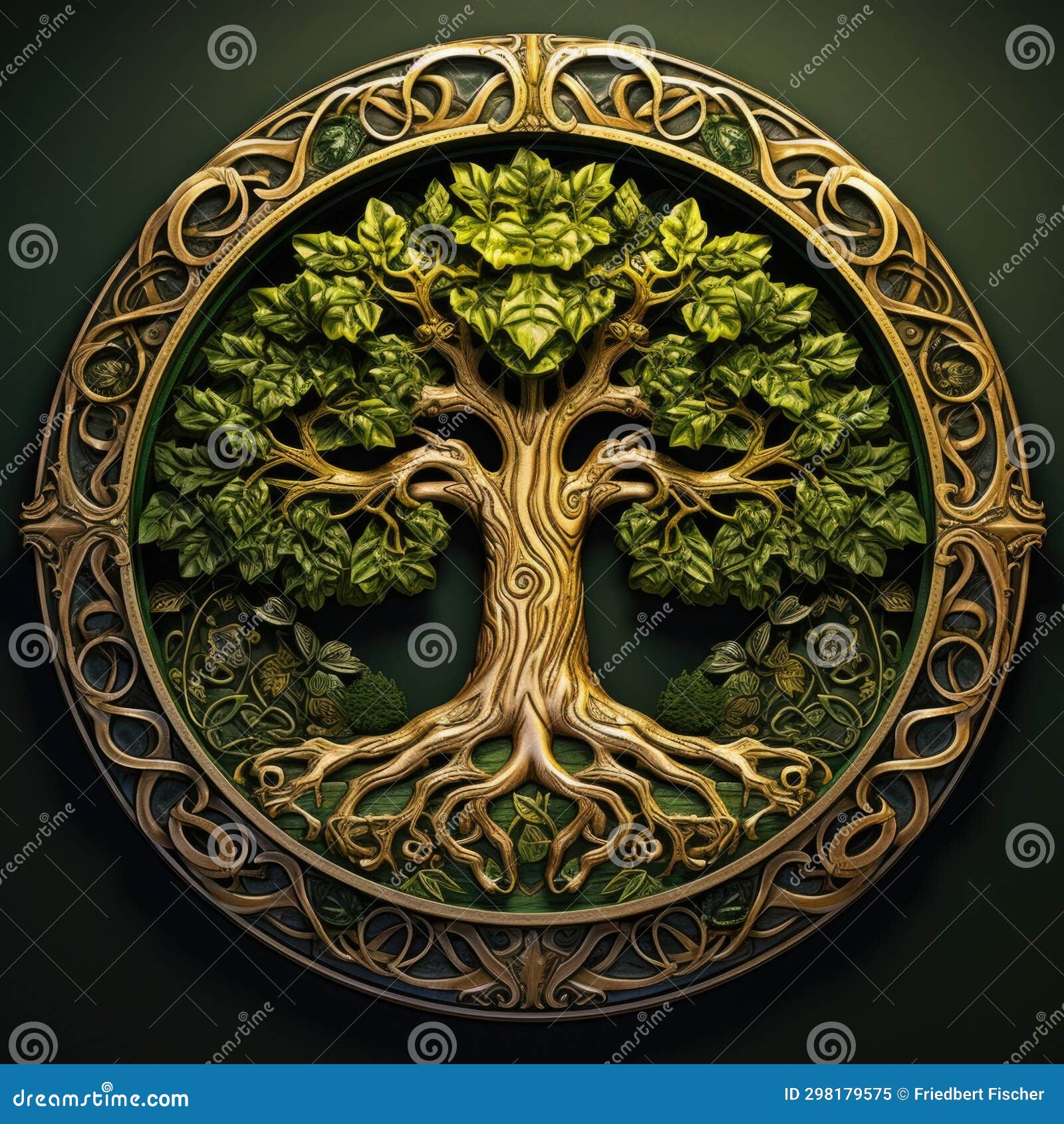 A Tree of Life is Shown in a Circular Frame Stock Image - Image of ...