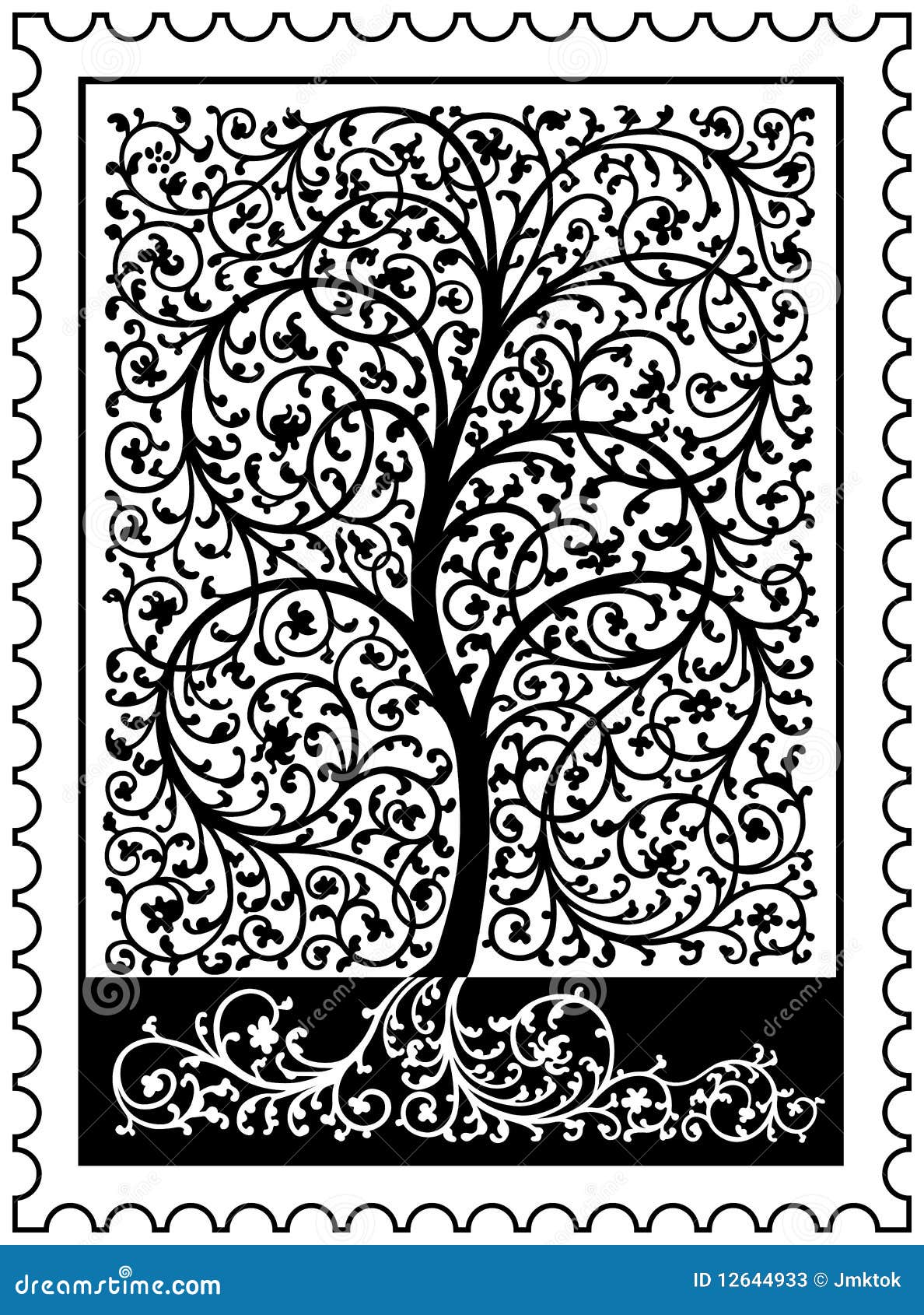 Tree of Life Stamp stock vector. Illustration of mail - 12644933