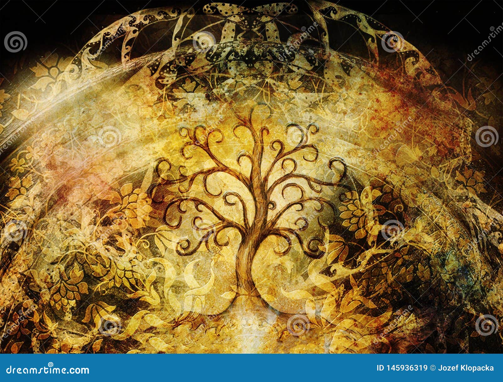 Yggdrasil Symbol Of Life. Glowing Ancient Tree Of Life. The Legendary ...