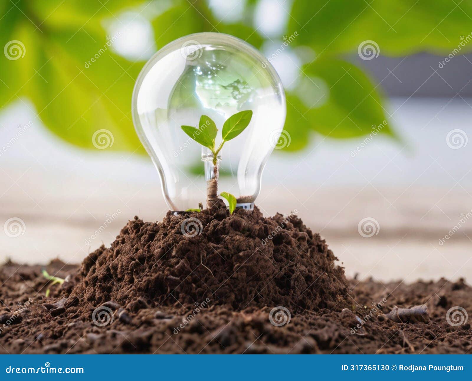 Tree in Light Bulb Trees Growing on the Ground Stock Illustration ...