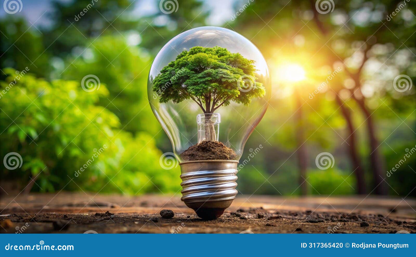 Tree in Light Bulb Trees Growing on the Ground Stock Illustration ...