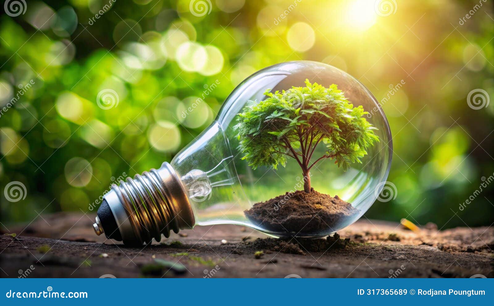 Tree in Light Bulb Trees Growing on the Ground Stock Illustration ...